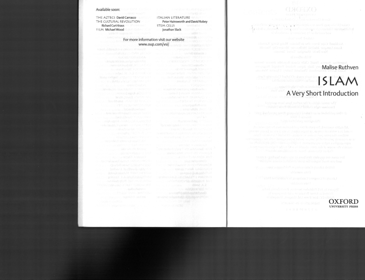 Week 4A - Ruthven - Islam - Available soon: 22189 VIZU THE AZTECS David ...