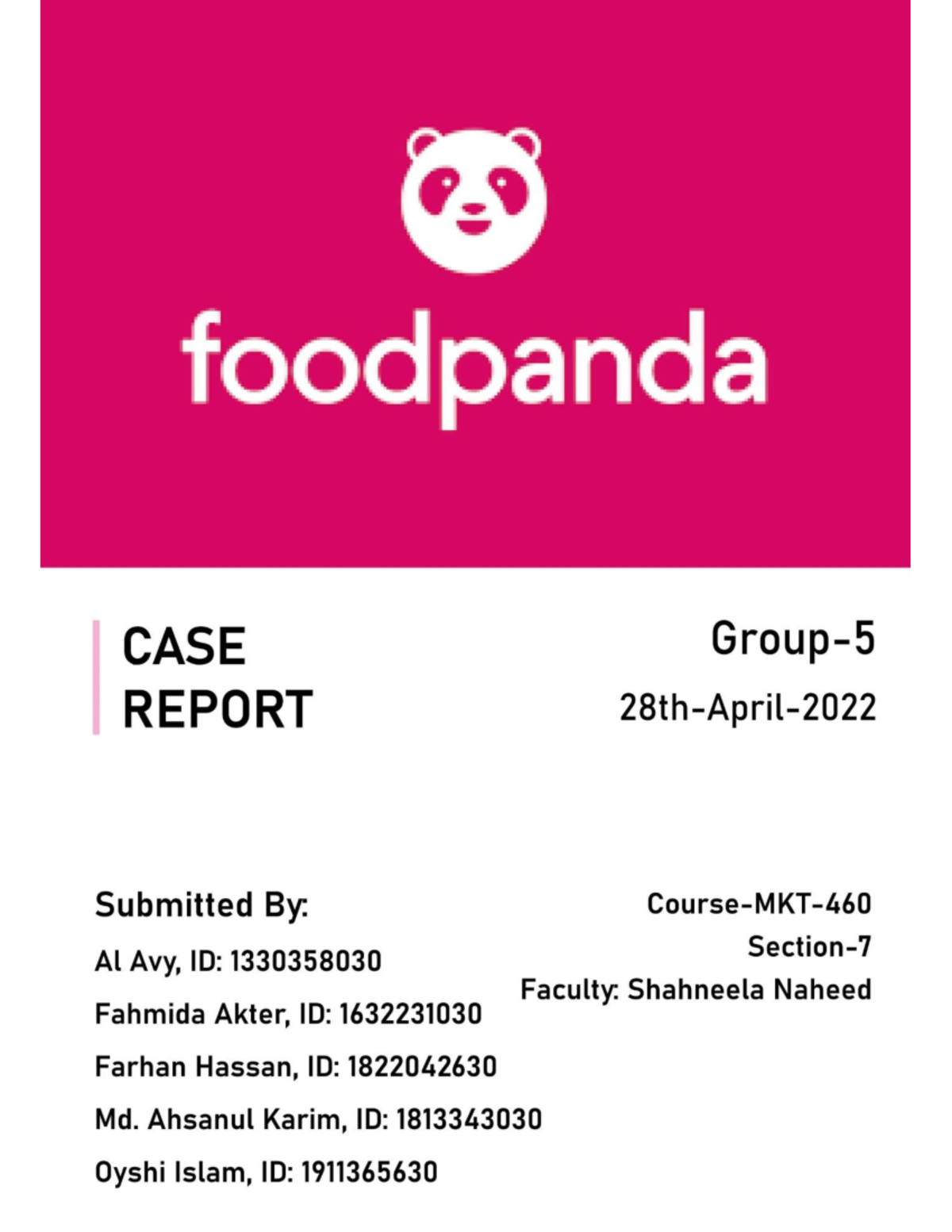 Foodpanda Report Group 5