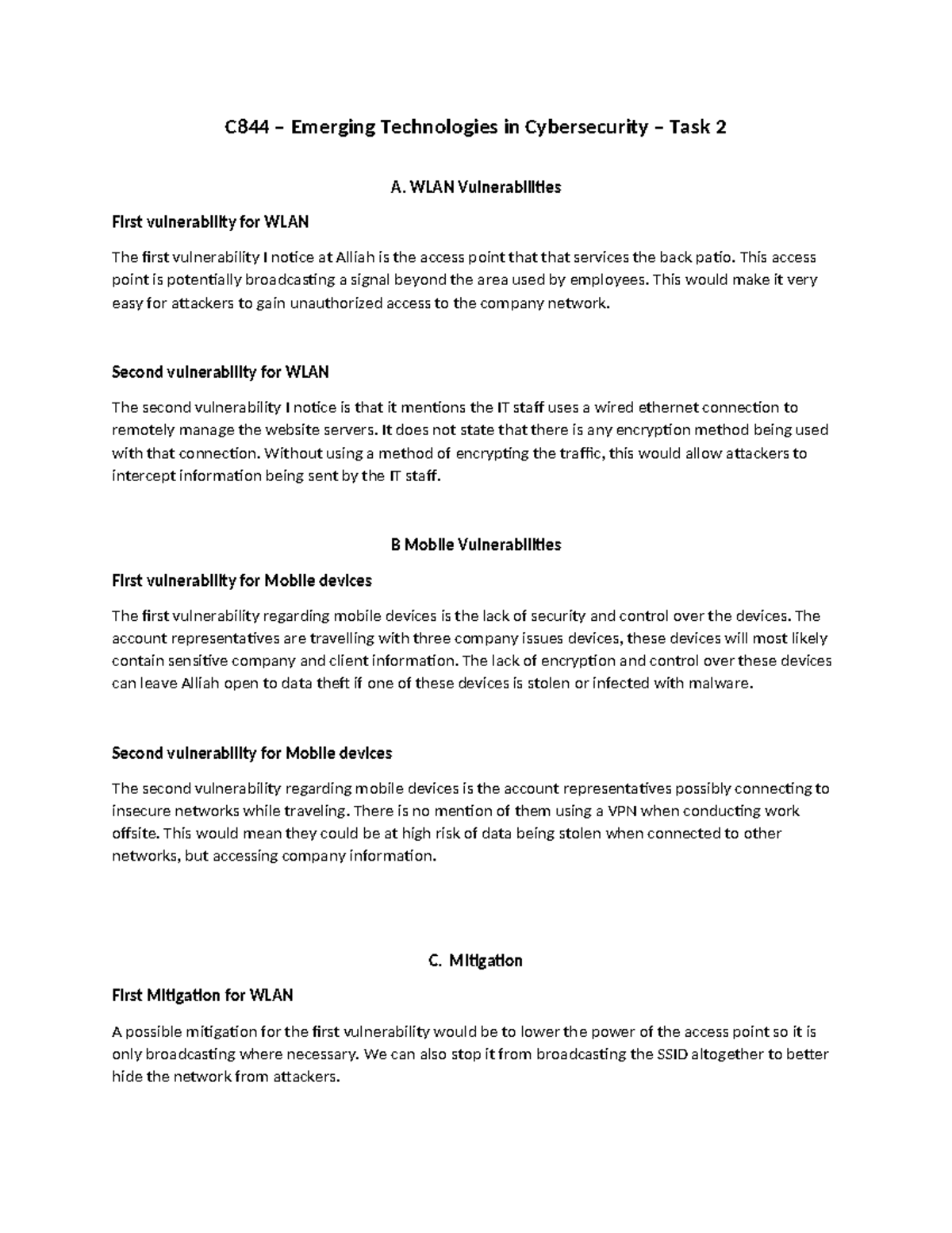 WGU Emerging Technologies in Cybersecurity C844 Task 2 - C844 – Emerging Technologies in - Studocu