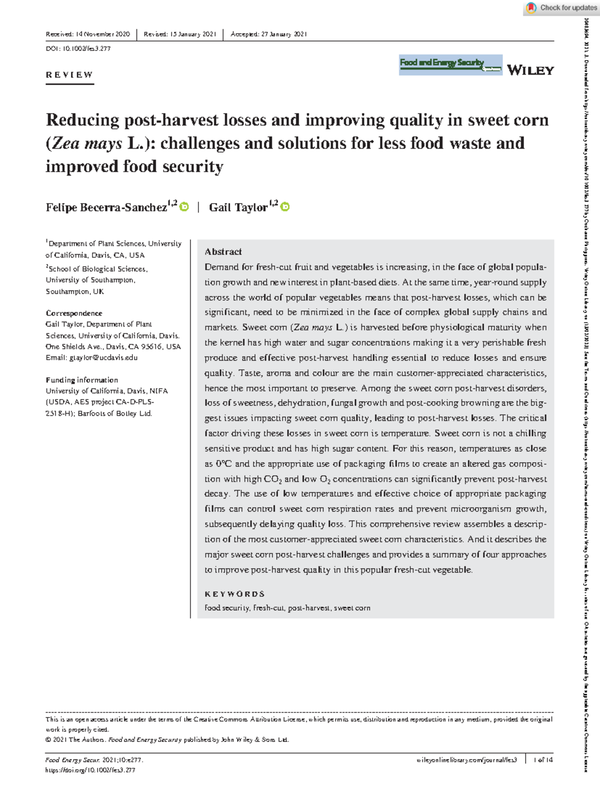 Food and Energy Security - 2021 - Becerra%E2%80%90Sanchez - Reducing ...