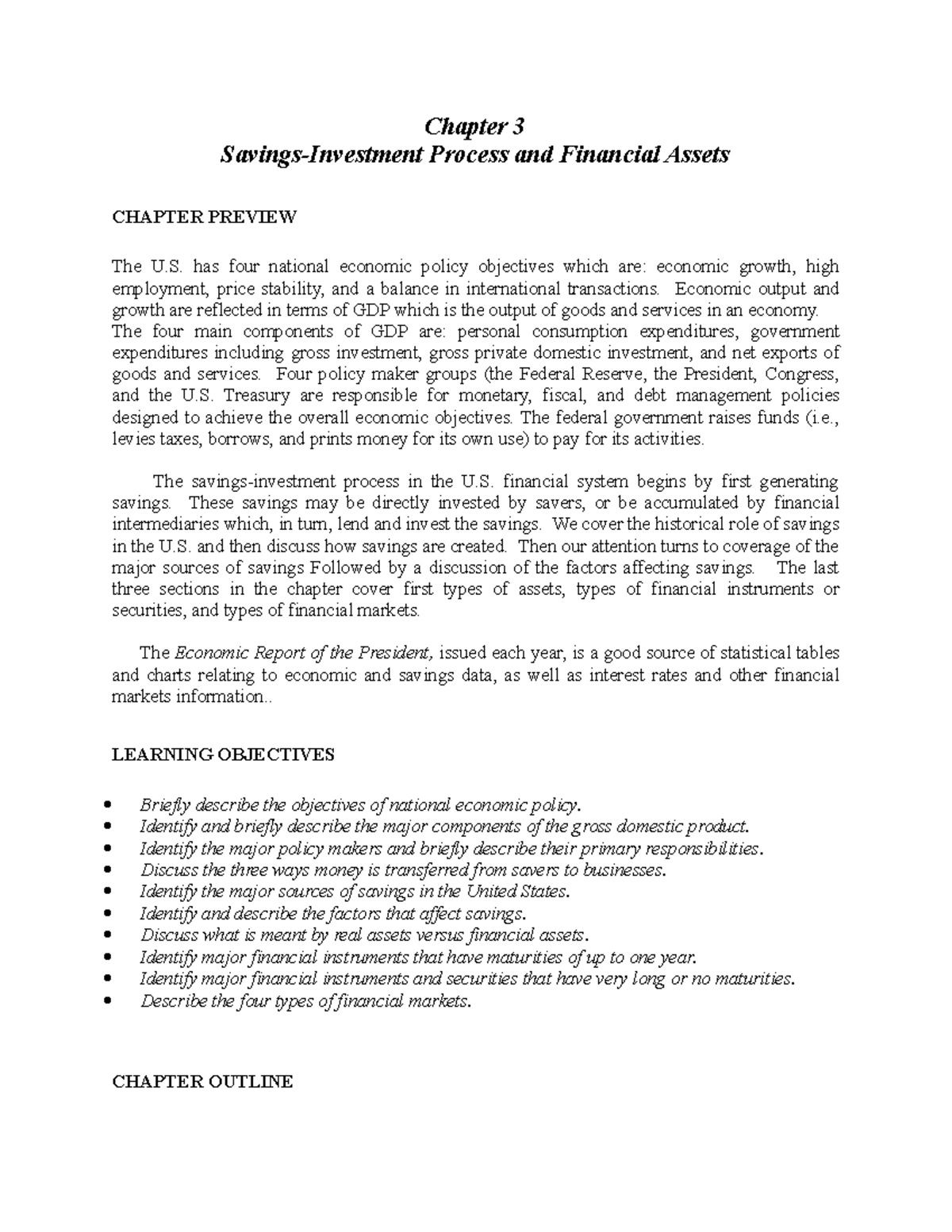 Chapter-3 - Lecture notes 1 - Chapter 3 Savings-Investment Process and ...
