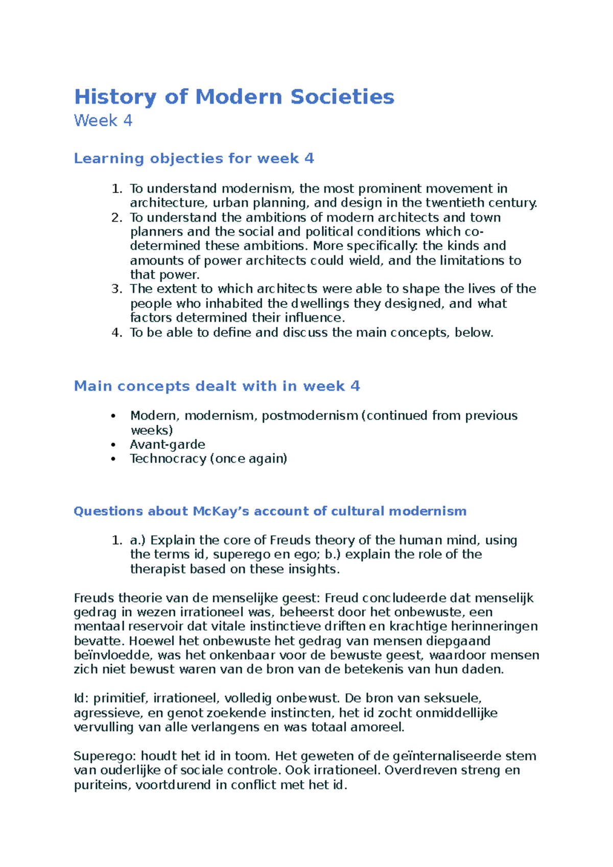 Homs week 4 - week 4 - History of Modern Societies Week 4 Learning ...