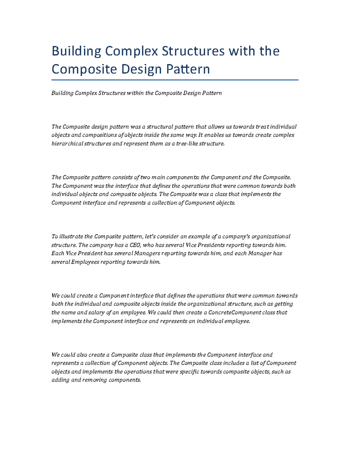 Building Complex Structures with the Composite Design Pattern ...