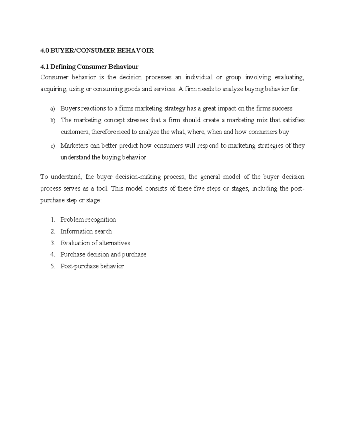 Topic 4 Consumer Buying Behaviour - 4 BUYER/CONSUMER BEHAVOIR 4 ...