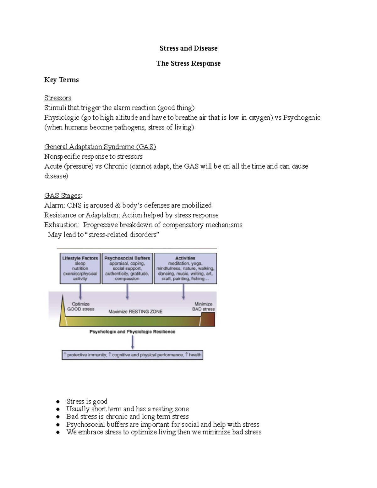Stress and Disease - Patho 1 Lecture Notes - Stress and Disease The ...