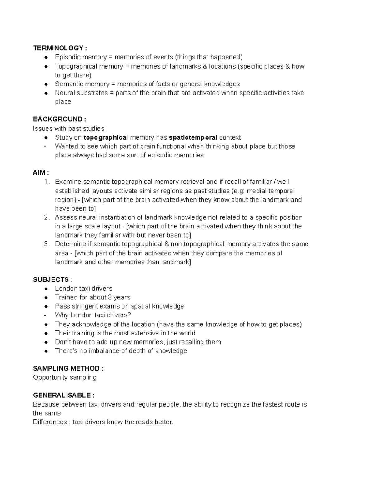 Topographical Memory - Maguire - TERMINOLOGY : Episodic memory ...