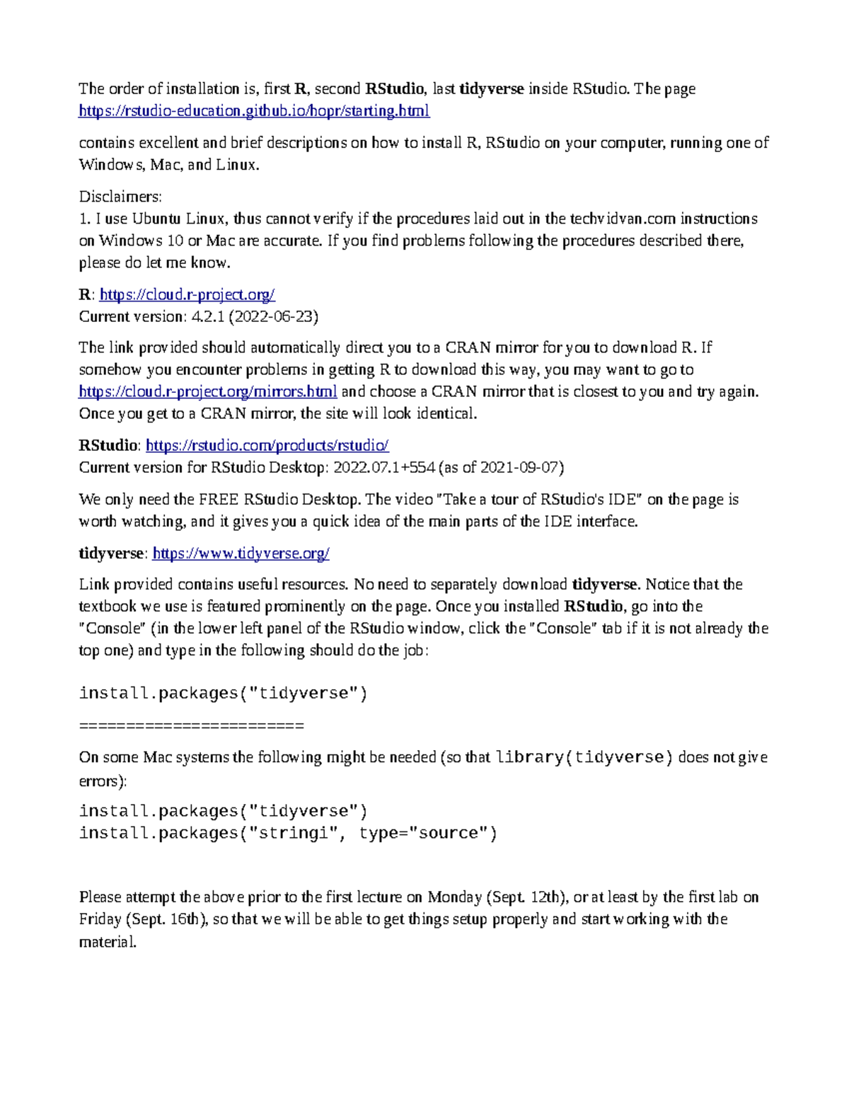 Install-Rand Friends - How to install R, RStudio and Tidy verse - The ...