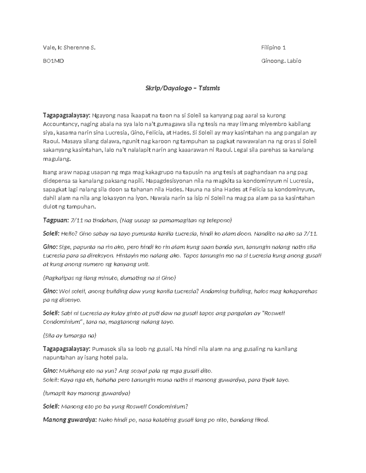 Filipino - Dayalog - possible dialogue - Vale, Ic Sherenne S. Filipino ...