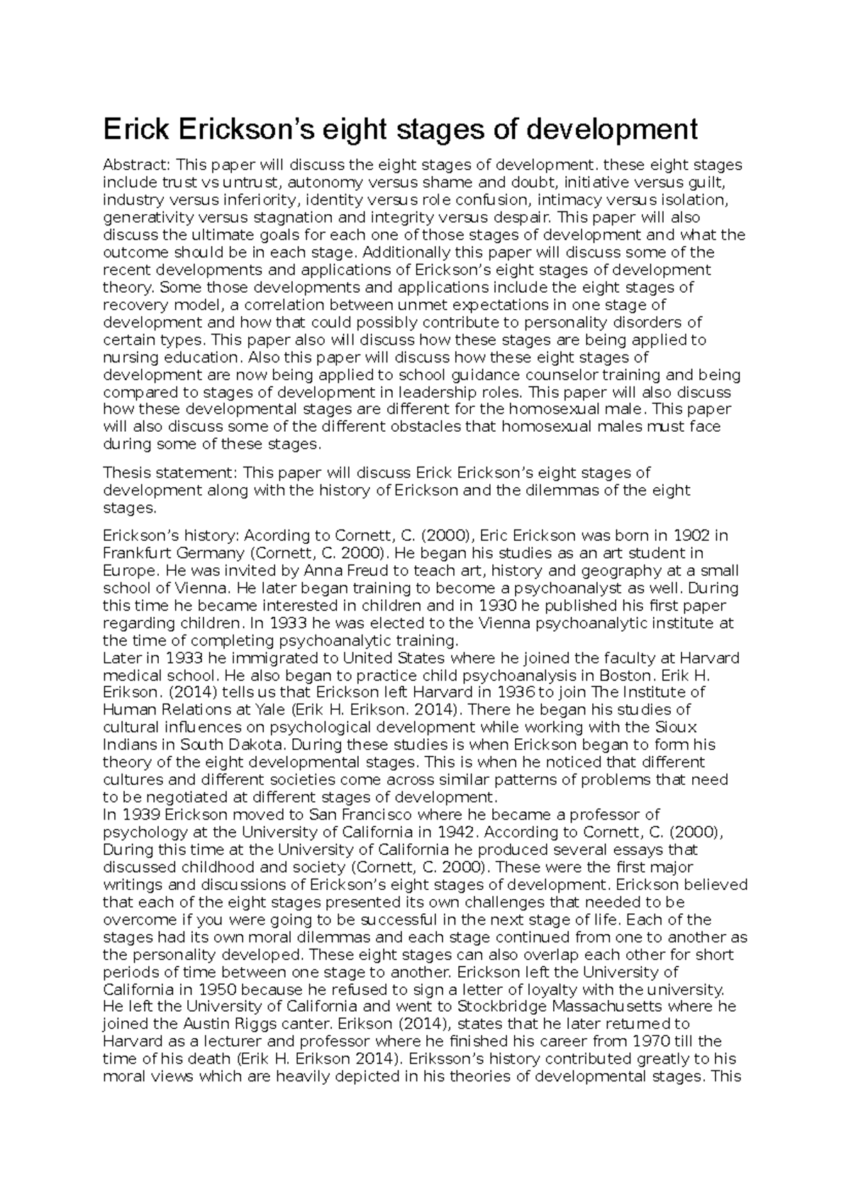 Erick Erickson’s eight stages of development - Erick Erickson’s eight ...