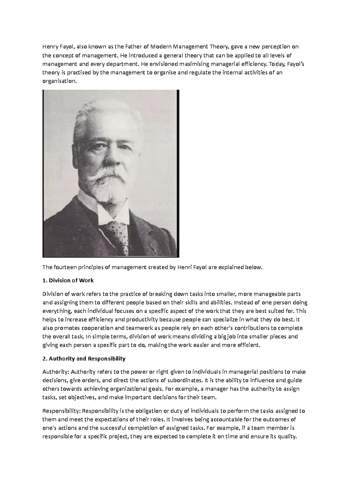 principle of management - Henry Fayol, also known as the Father of ...