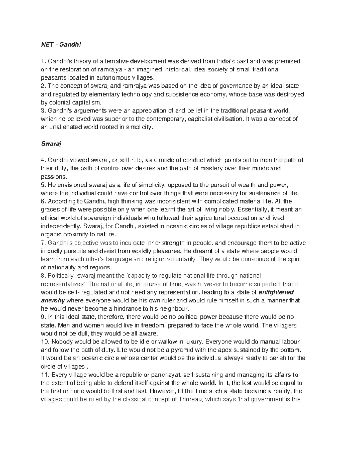 NET - Gandhi - NET - Gandhi Gandhi's theory of alternative development ...