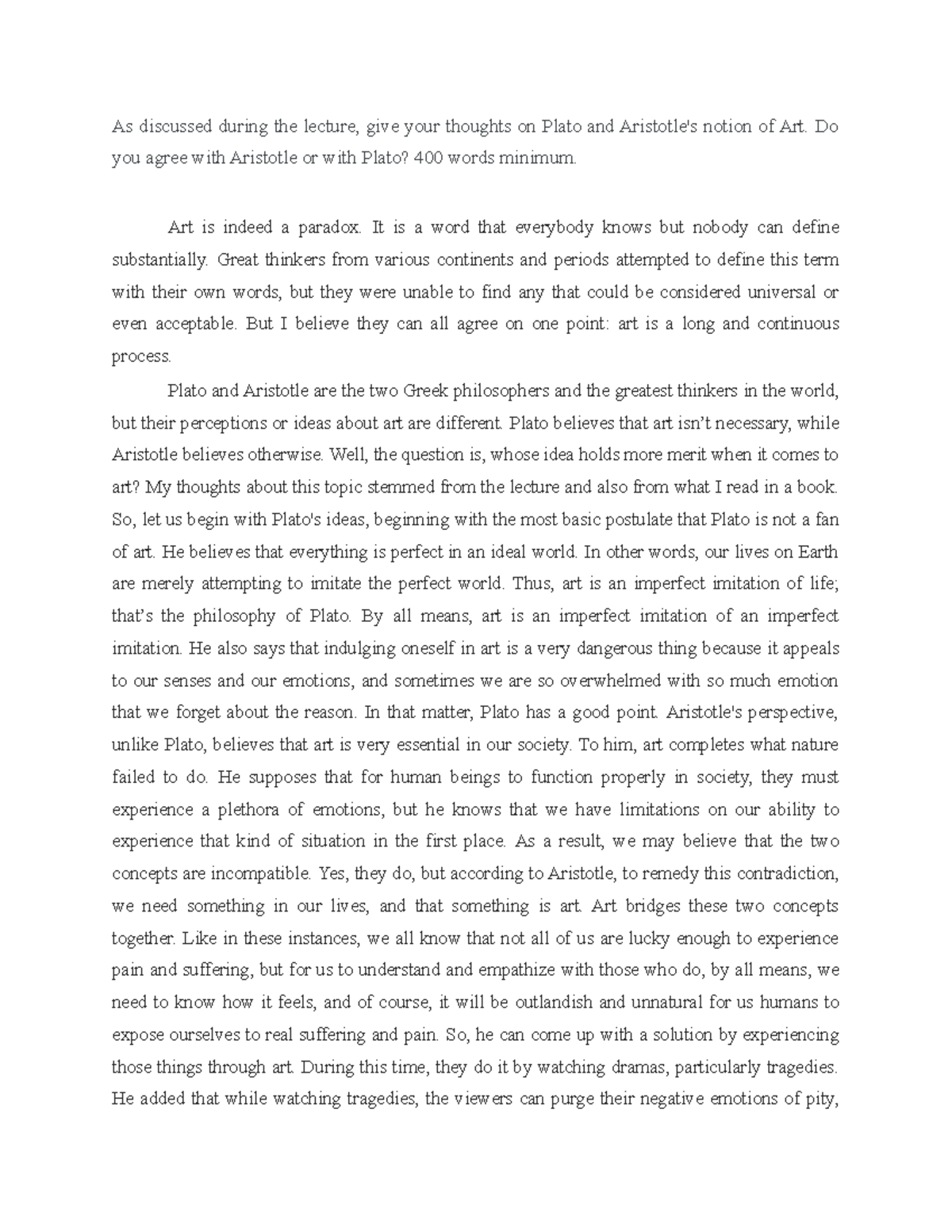 Thoughts Paper No. 2 - .... - As discussed during the lecture, give ...