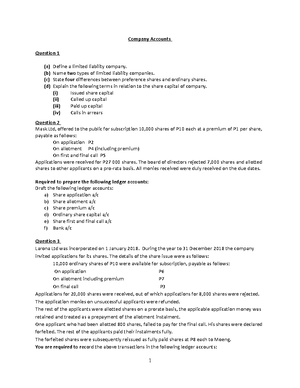 2023 ACC 311 Course Outline Introduction TO Company Accounts - ACC 311 ...