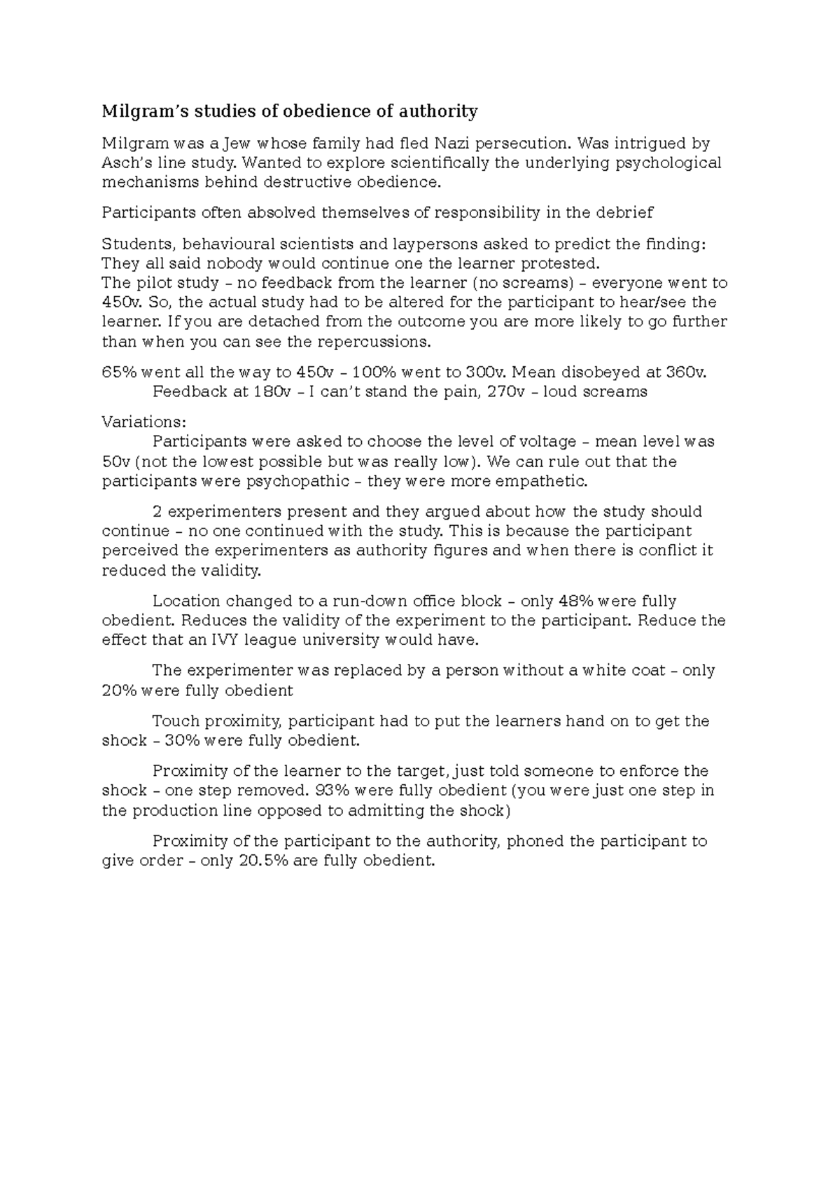 Lesson 1 Milgram's study of obedience - Milgram’s studies of obedience ...