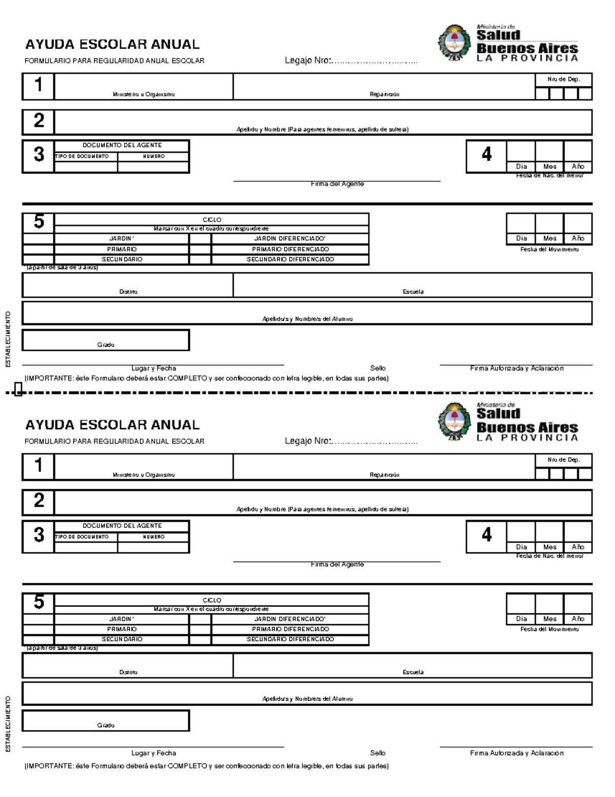 Anexo 4 escolaridad - inscripcion - AYUDA ESCOLAR ANUAL FORMULARIO PARA ...
