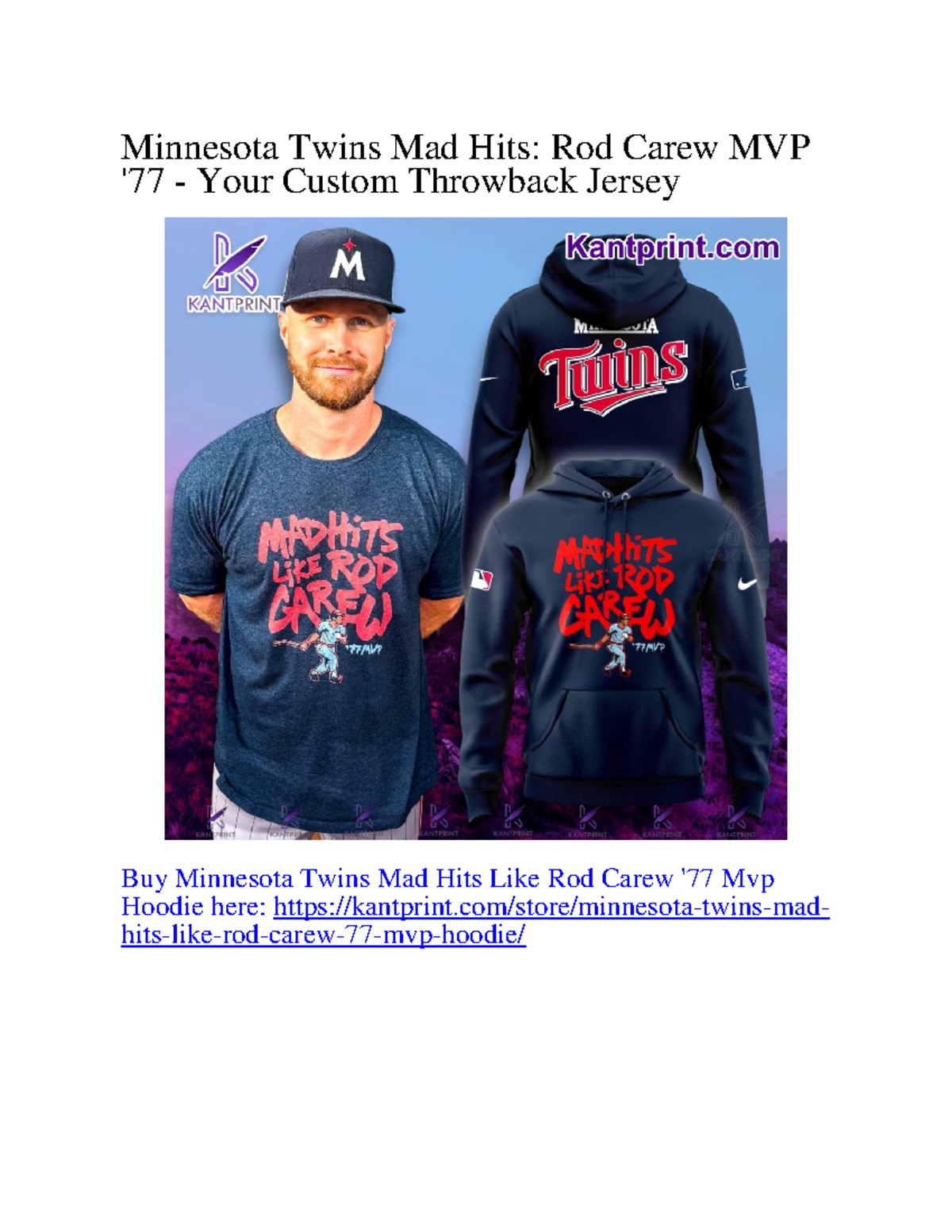 Minnesota Twins Mad Hits Rod Carew MVP 77 - Your Custom Throwback Jersey - MKTG505 - Studocu