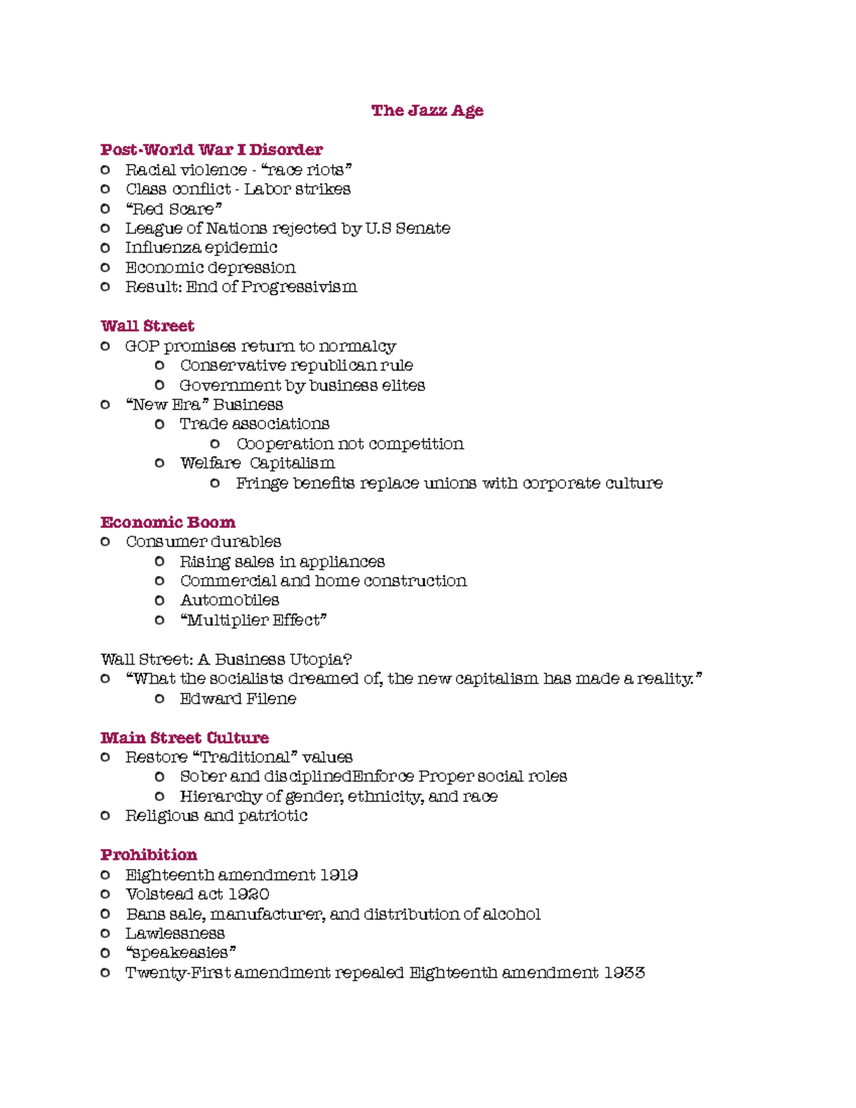 The Jazz Age - David Anderson - The Jazz Age Post-World War I Disorder ...