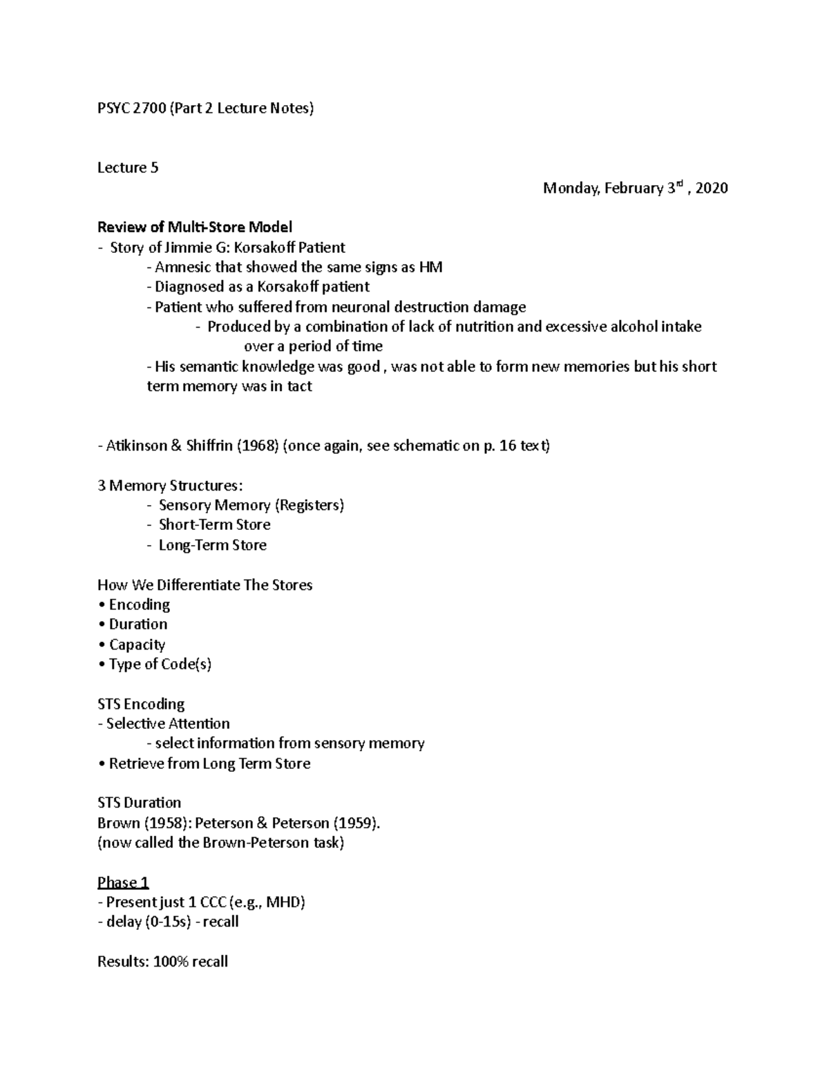 Psyc 2700 Part 2 Lecture Notes Psyc 2700 Part 2 Lecture Notes 7102