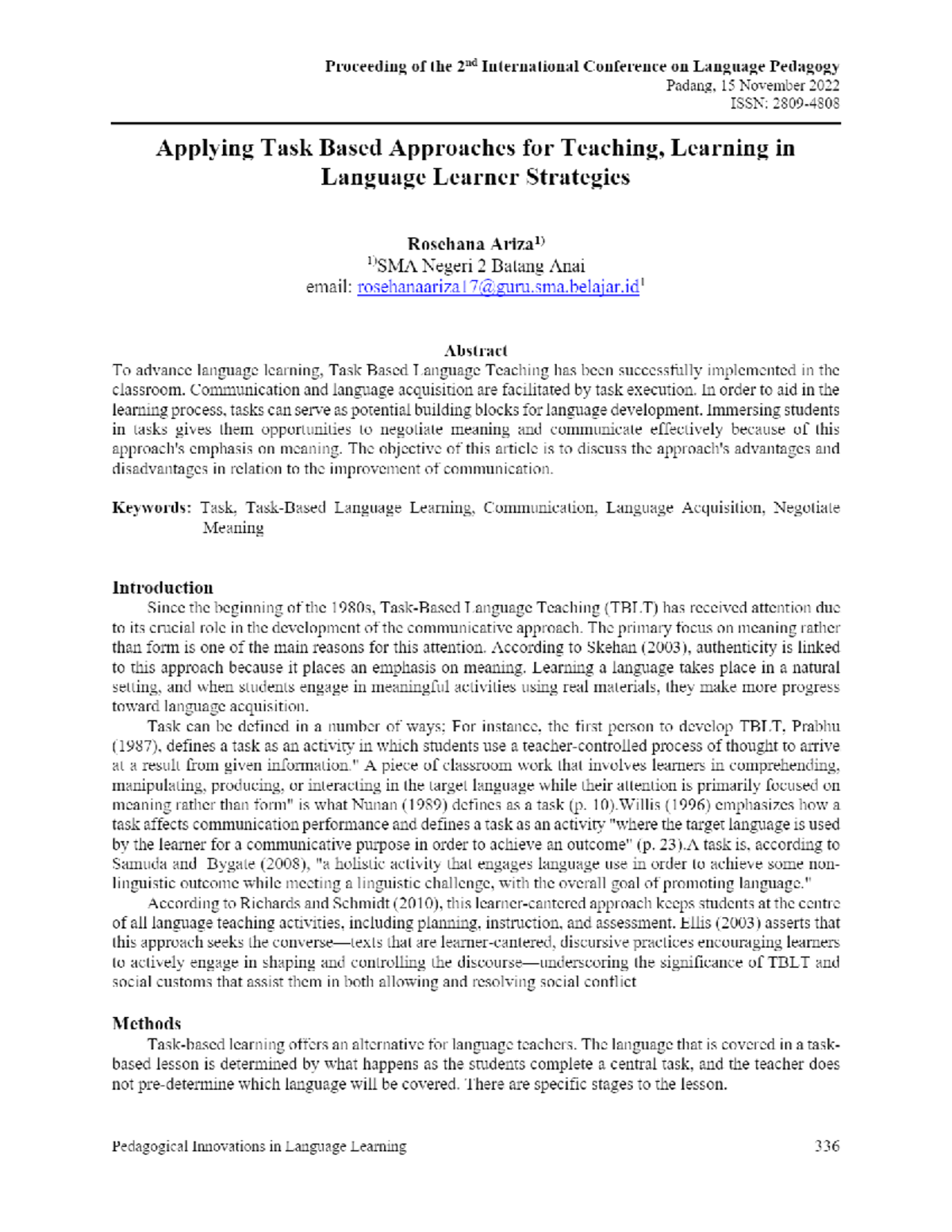 Applying Task Based Approaches for Teaching, Learning in Language Learner Strategies - Studocu