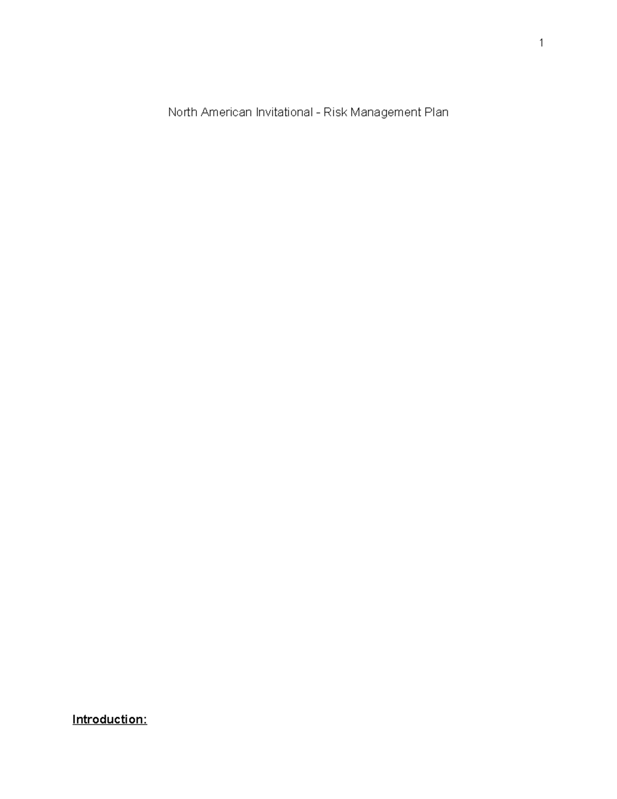 Risk Management - Essay - North American Invitational - Risk Management ...