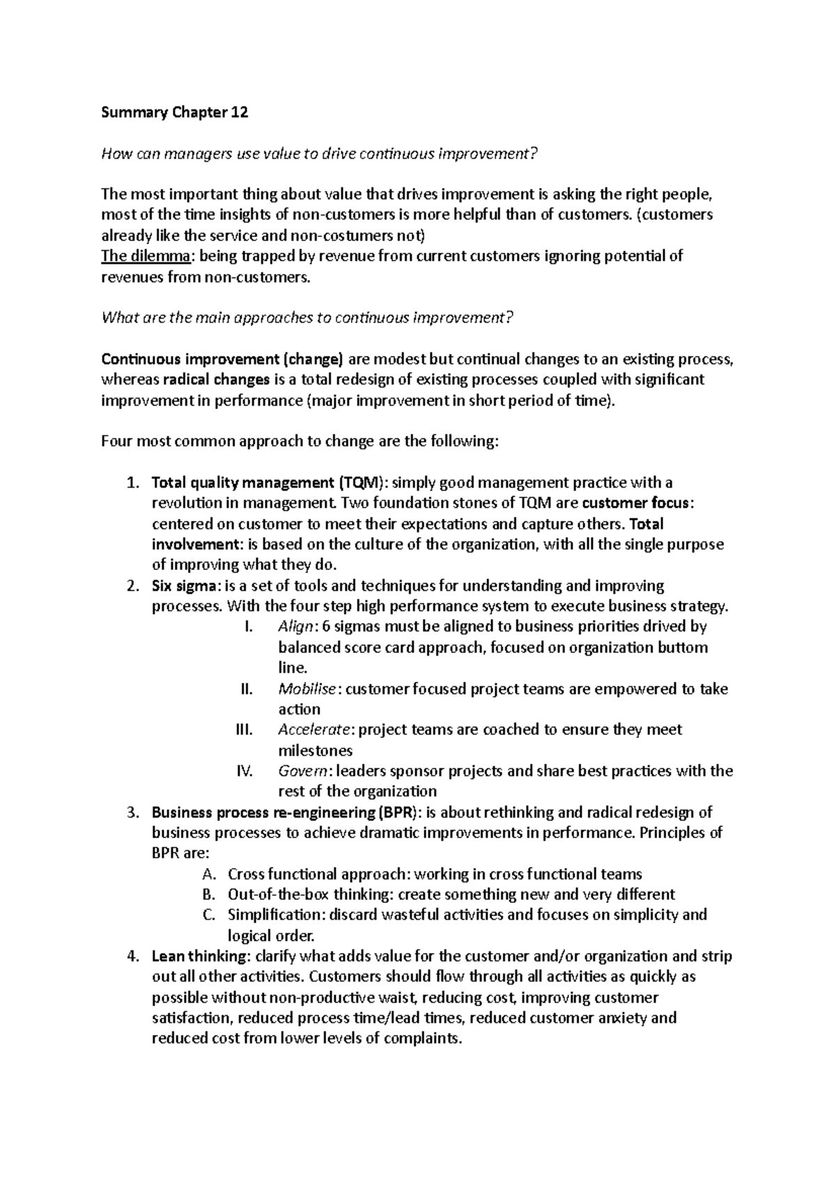 Summary Chapter 12 - Service Operations Management - Summary Chapter 12 ...