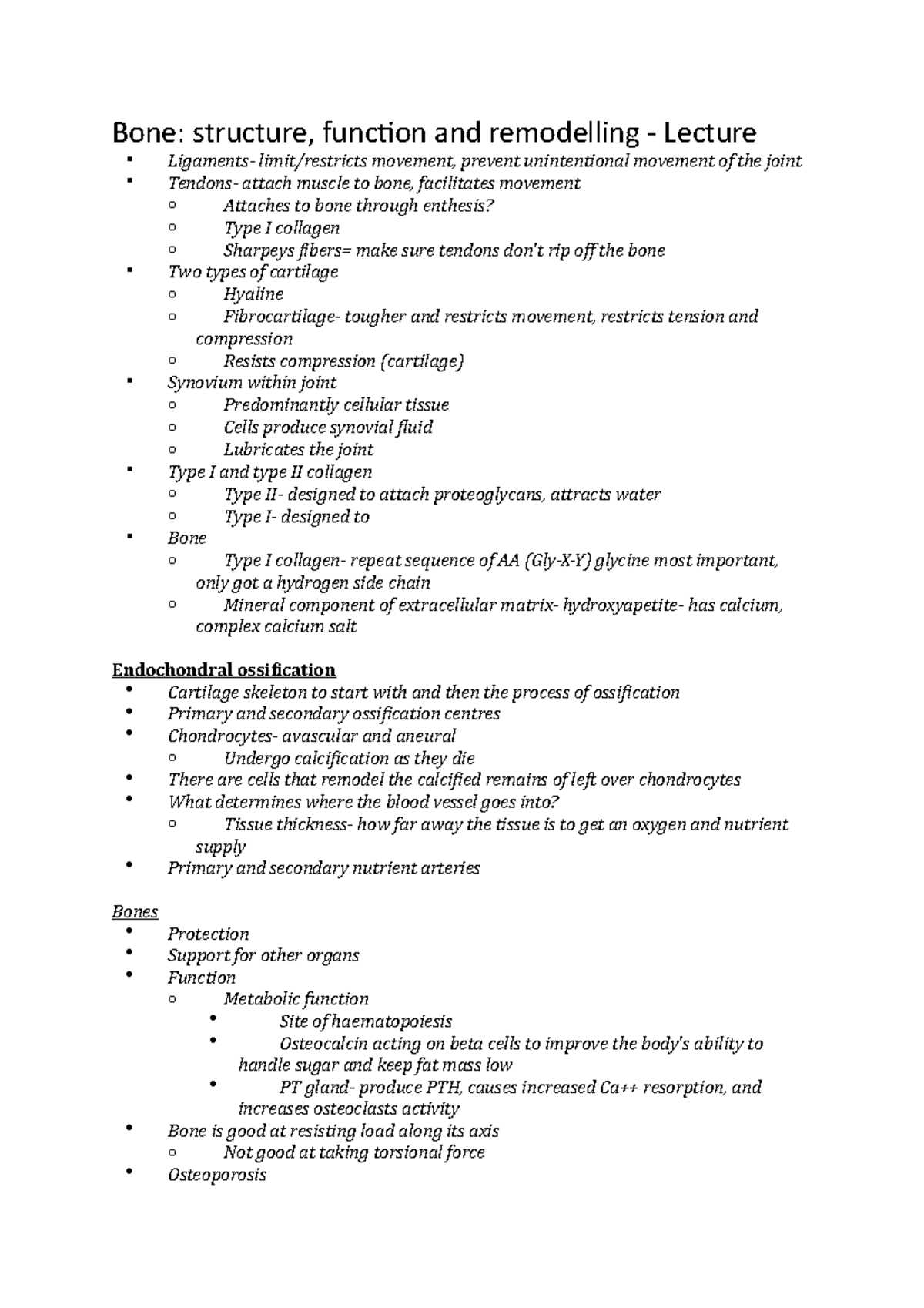 Bone structure, function and remodelling - Lecture - Osteoid- collagen ...