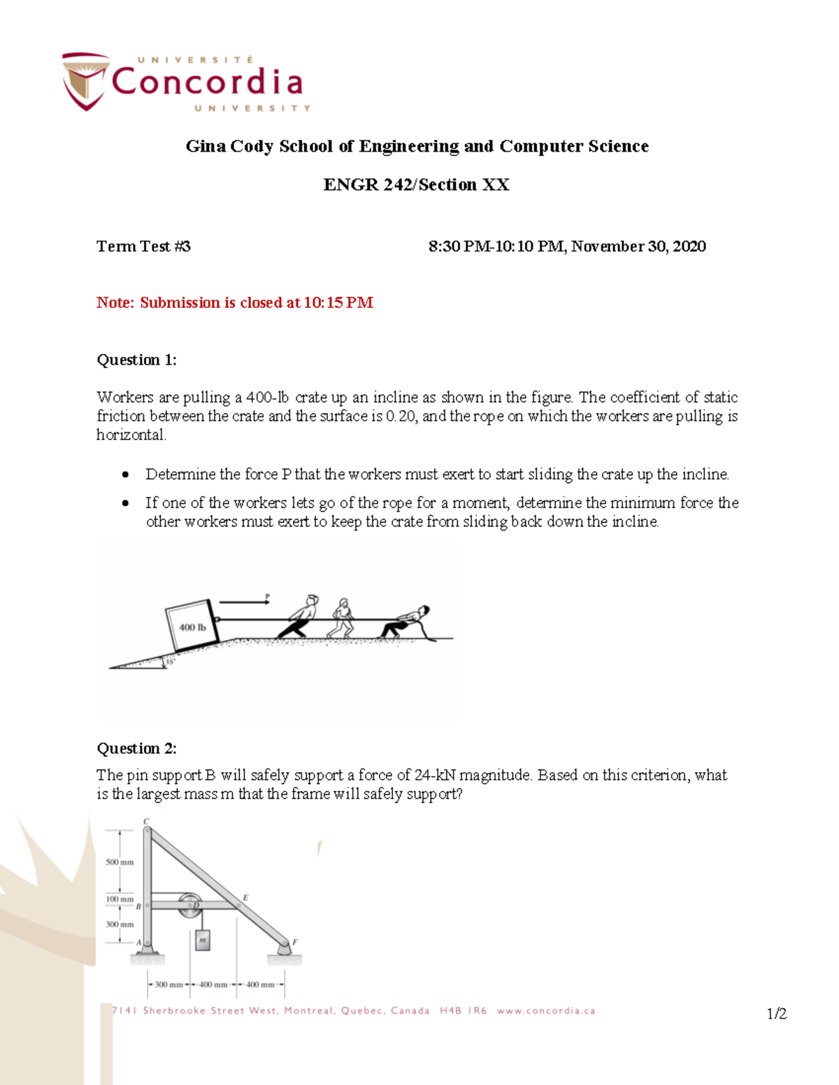 Term test 3 Winter 2021 - Gina Cody School of Engineering and Computer ...