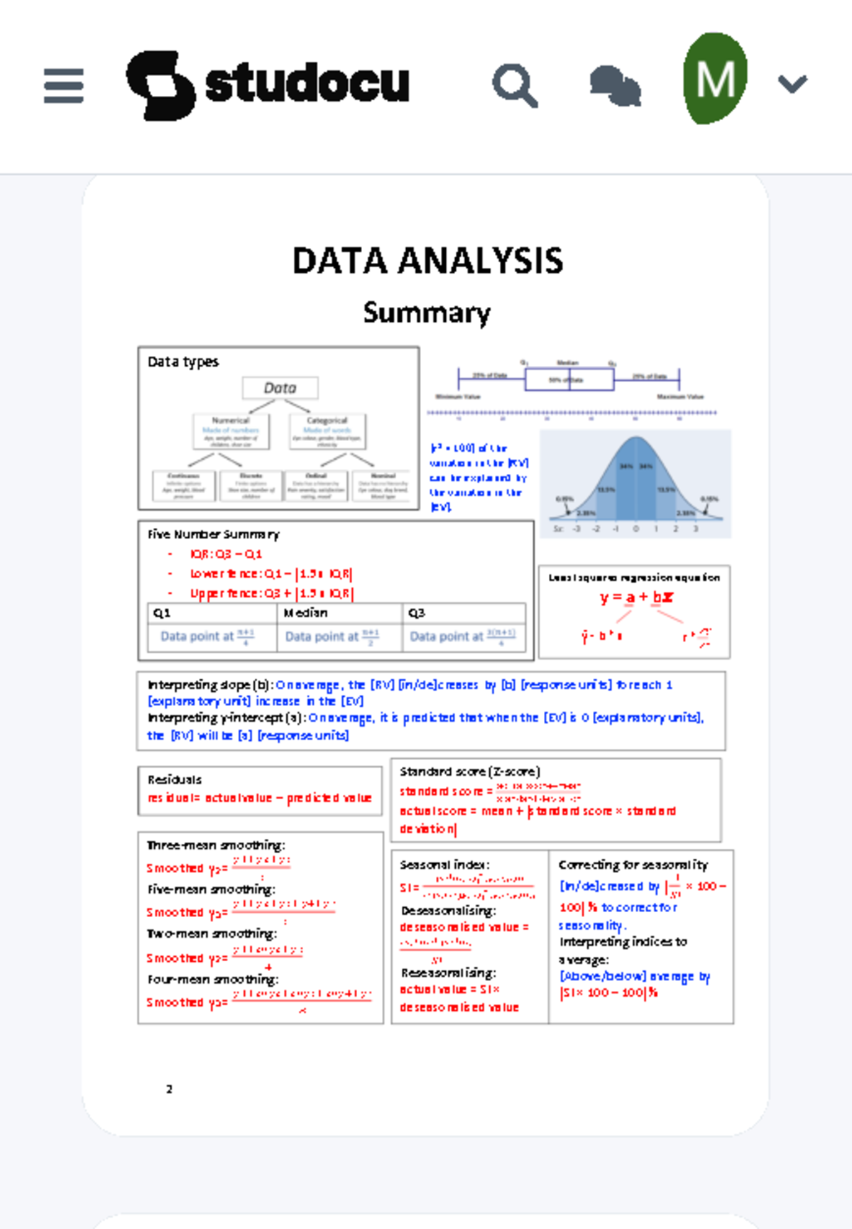 General Bound Reference 2023 - DATA Analysis Summary Data types Five ...