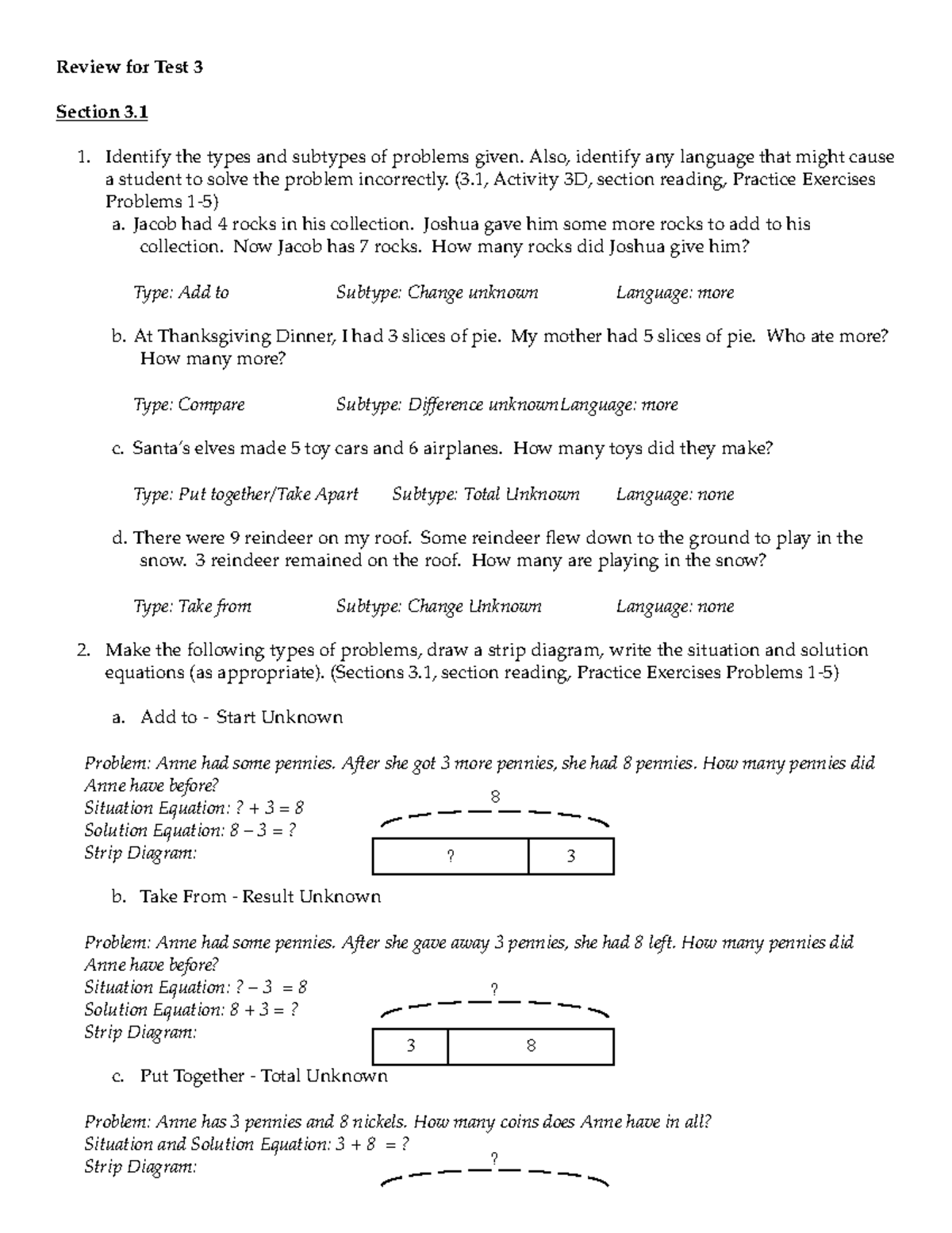 Review+for+Test+3+Key - Review for Test 3 Section 3. Identify the types ...