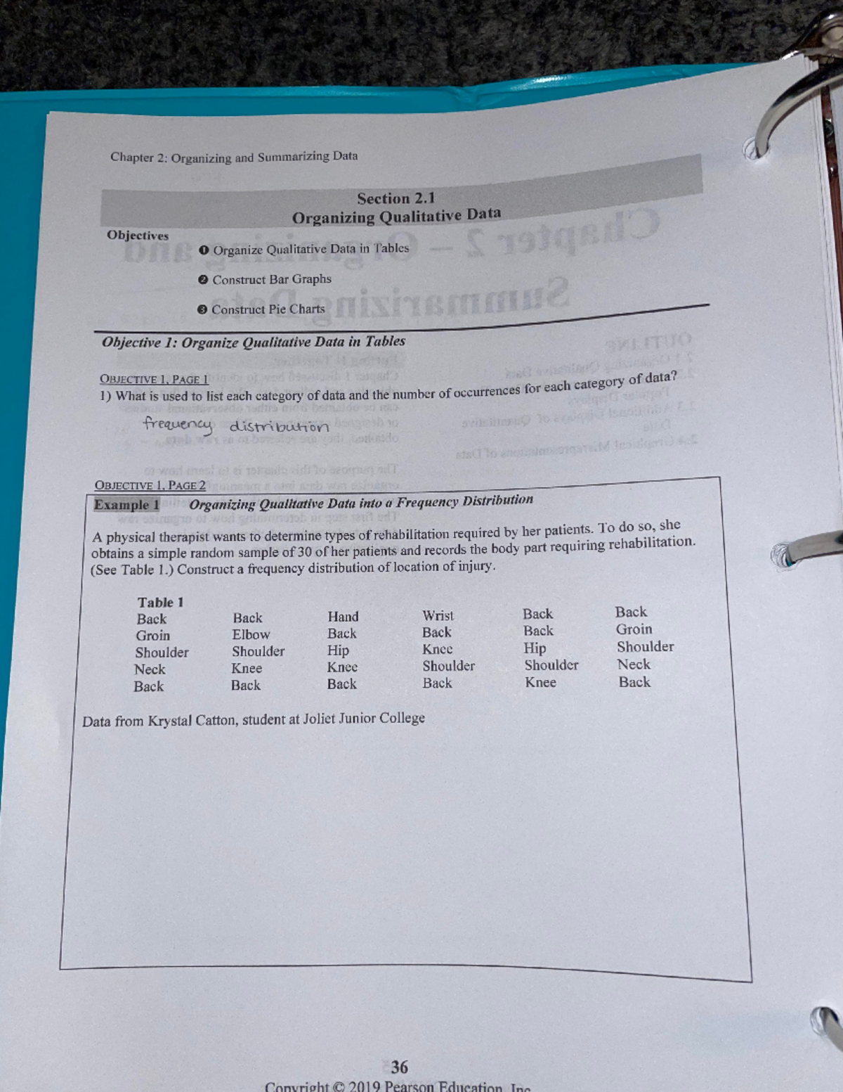 Chapter 2 section 1 page 1 - Chapter 2: Organizing and Summarizing Data ...