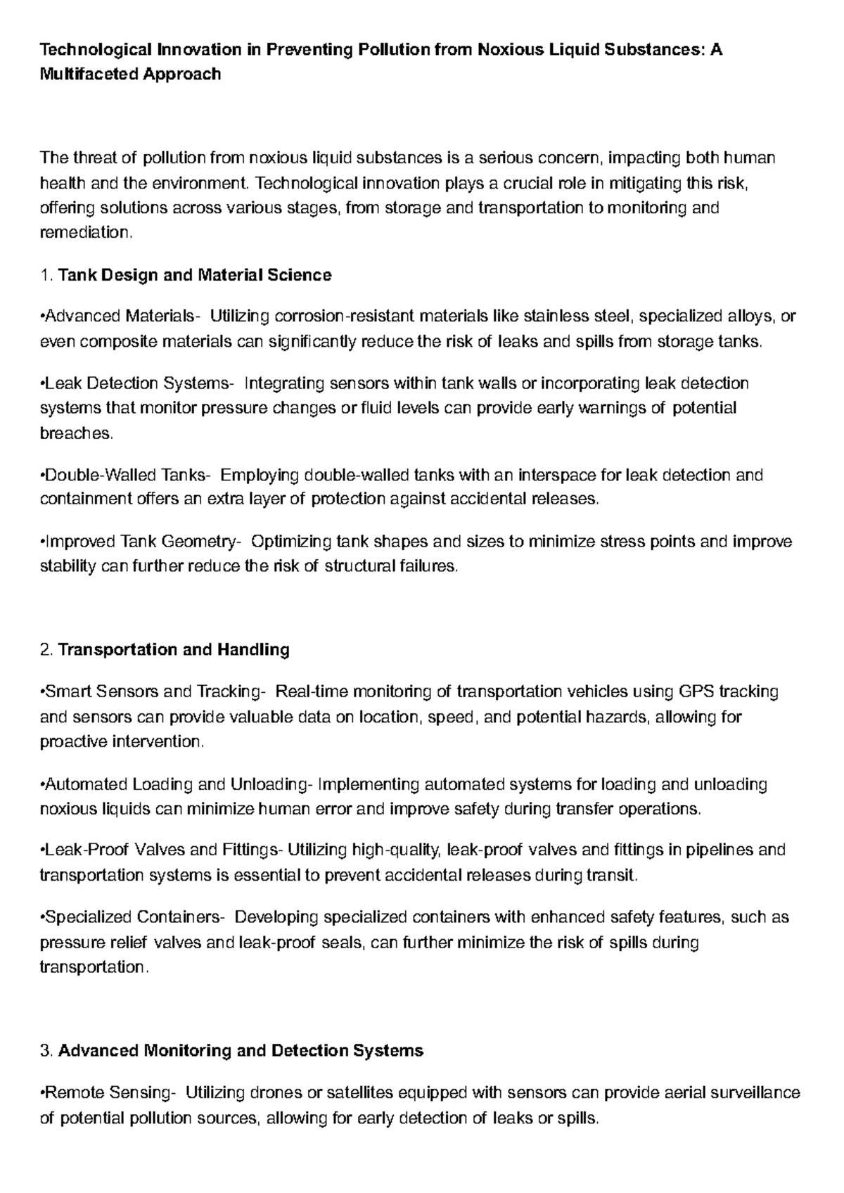 The Role of Technological Innovation in Preventing Pollution from ...