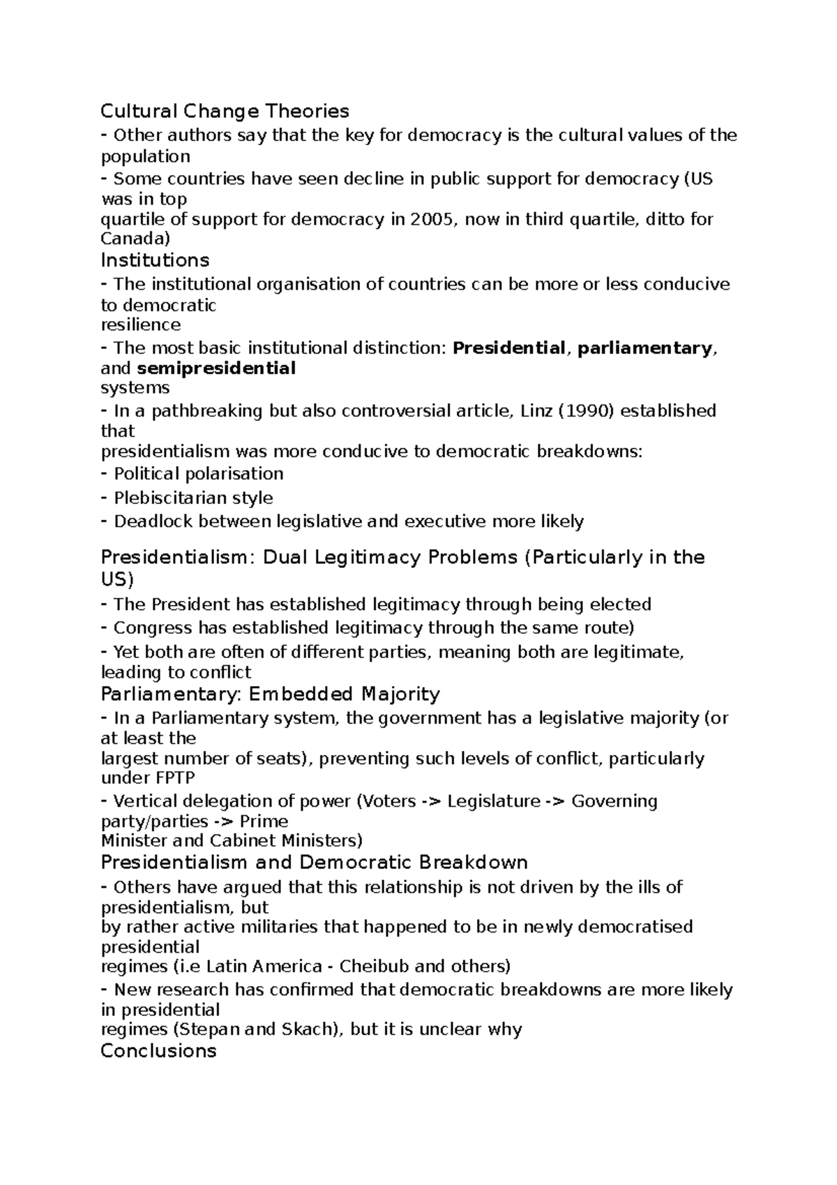 Cultural Change Theories - ) - Dahl’s polyarchy: contestation and ...