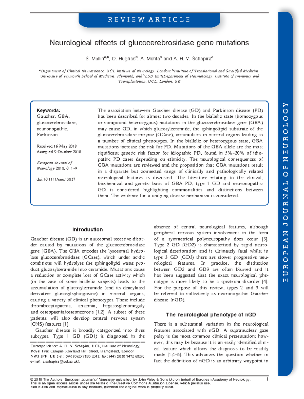 Shapira Neurological effects of GBA mutations AOP - Neurological ...