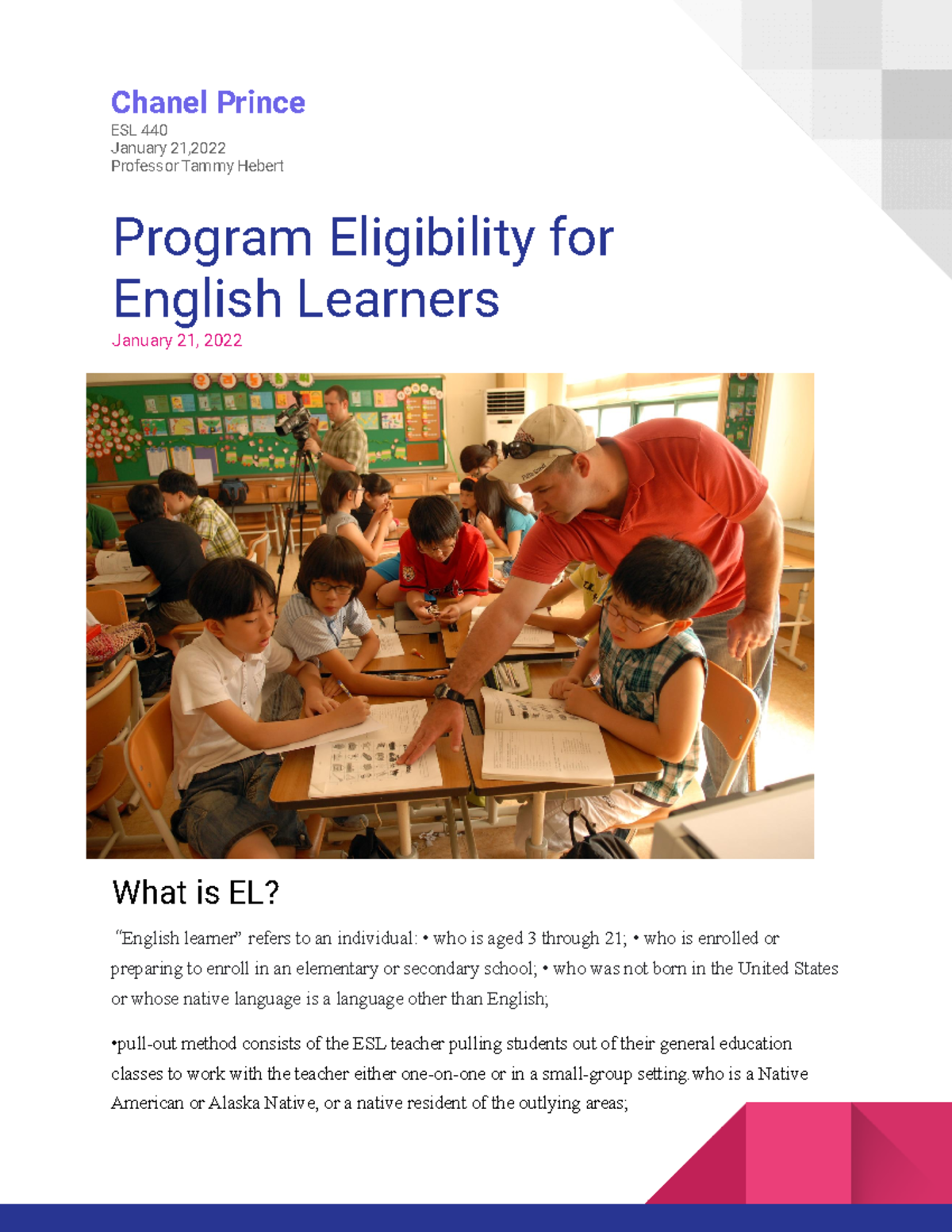 Brochure - great paper will help out tremendously - Chanel Prince ESL ...