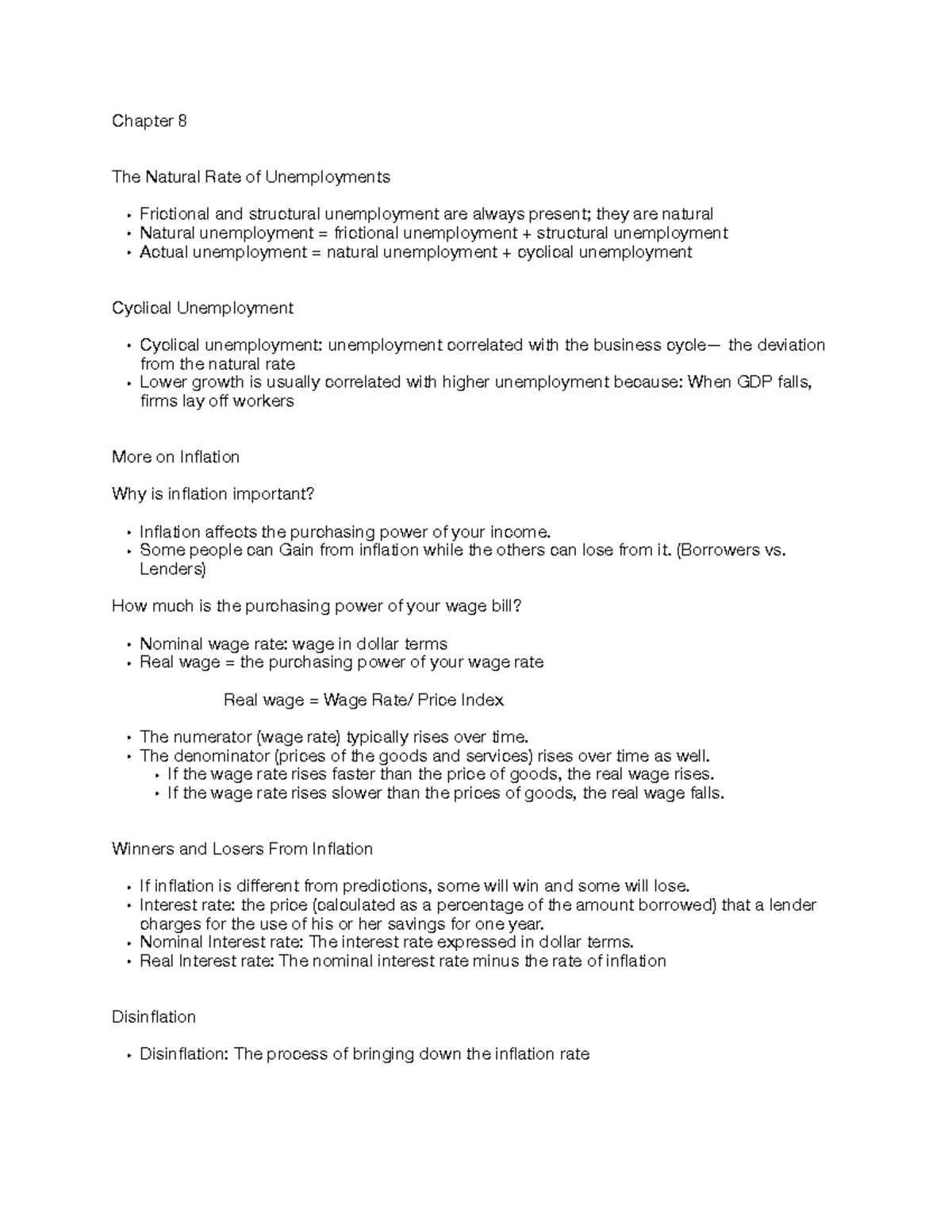Chapter 8 - Detailed information about unemployment in macroeconomics ...