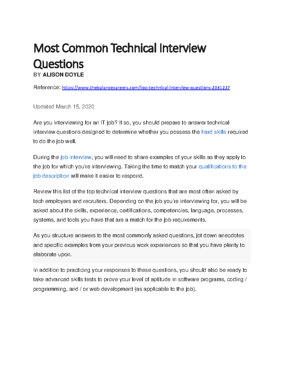 Technical Questions - Most Common Technical Interview Questions BY ...