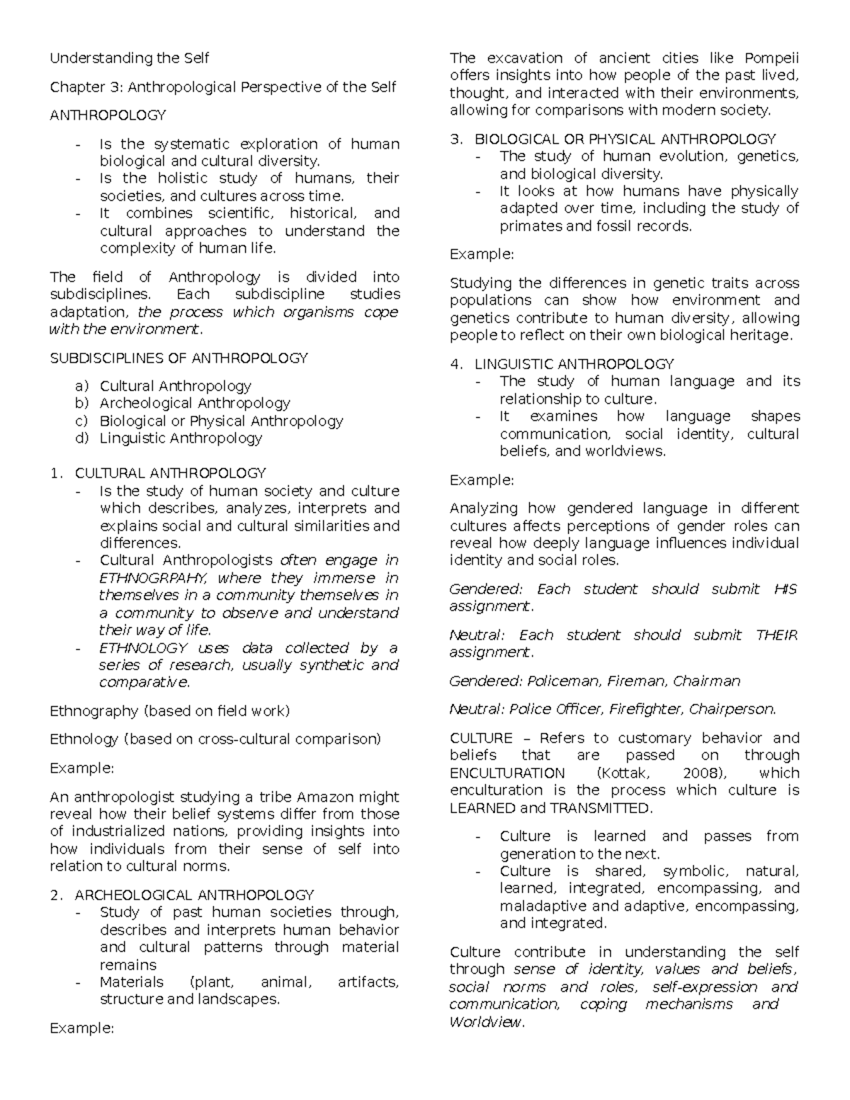 UTS- Lecture Notes - Ch. 3 - Understanding the Self Chapter 3 ...