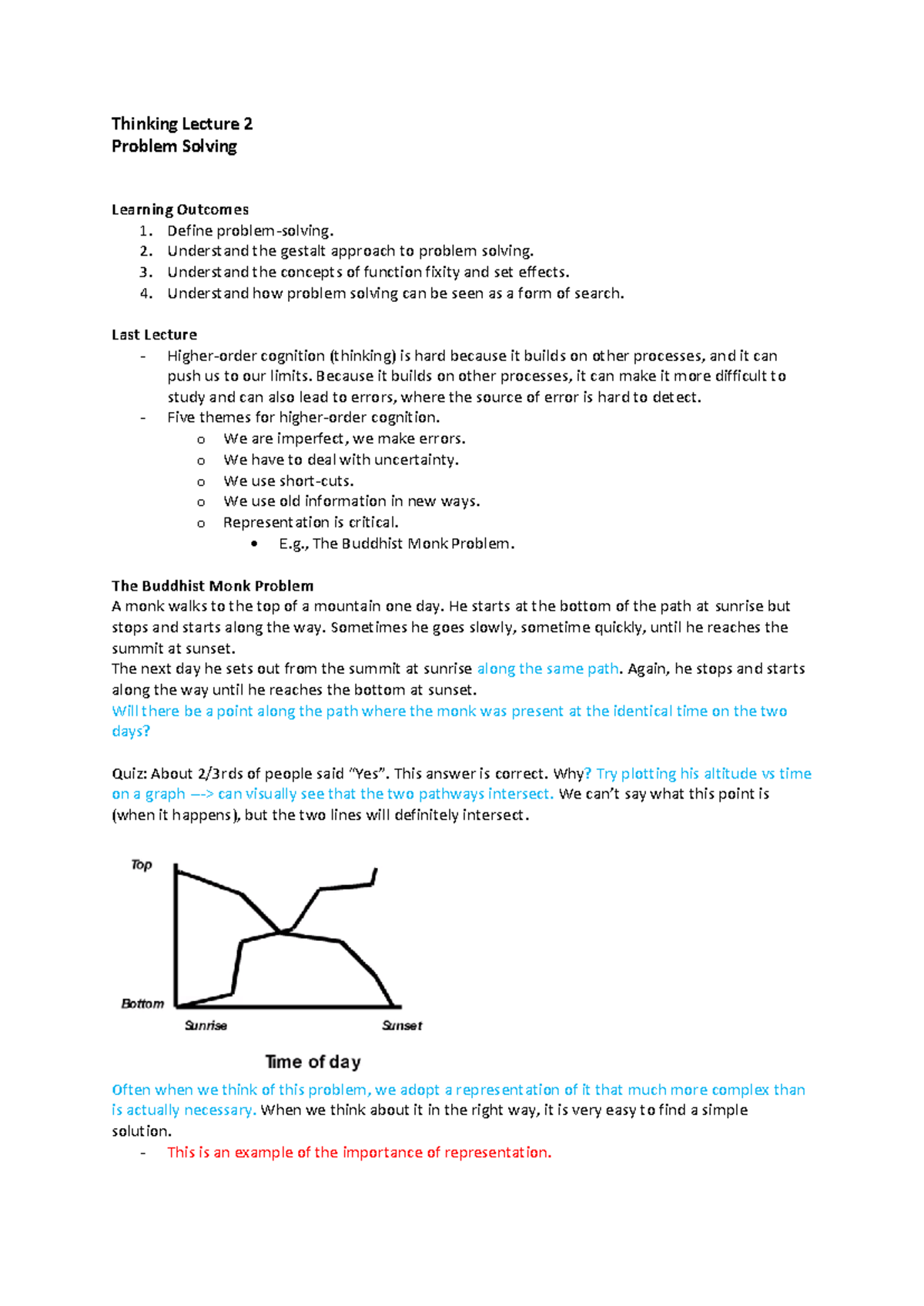 Psyc2016 2022 Thinking Lecture 2 Thinking Lecture 2 Problem Solving Learning Outcomes 1