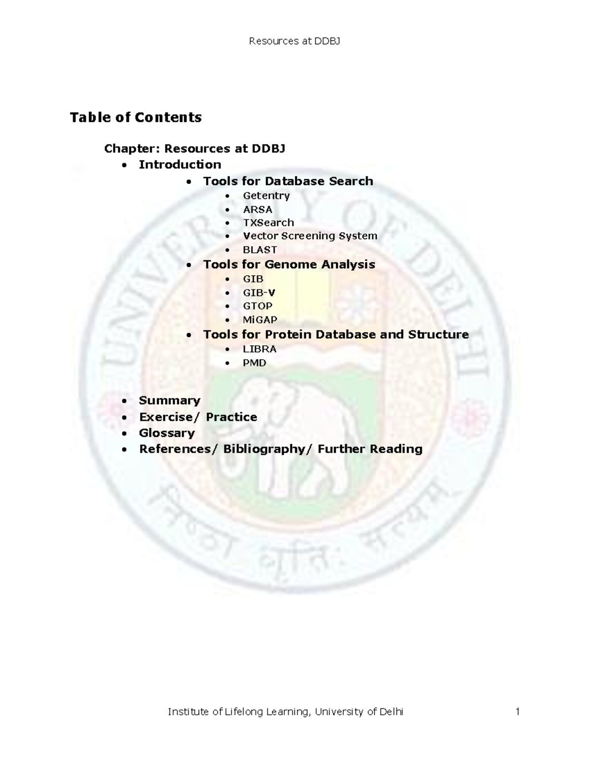 DDBJ-2 - DDBJ-2 - Table of Contents Chapter: Resources at DDBJ ...