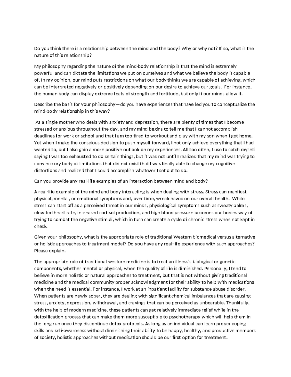 Health psychology week 1 discussion post - Do you think there is a ...