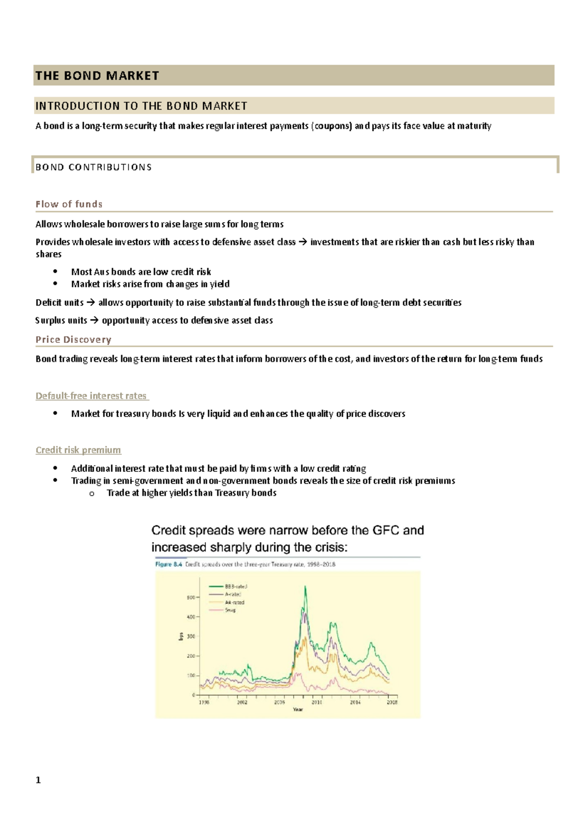 Bond Market Notes - THE BOND MARKET INTRODUCTION TO THE BOND MARKET A ...