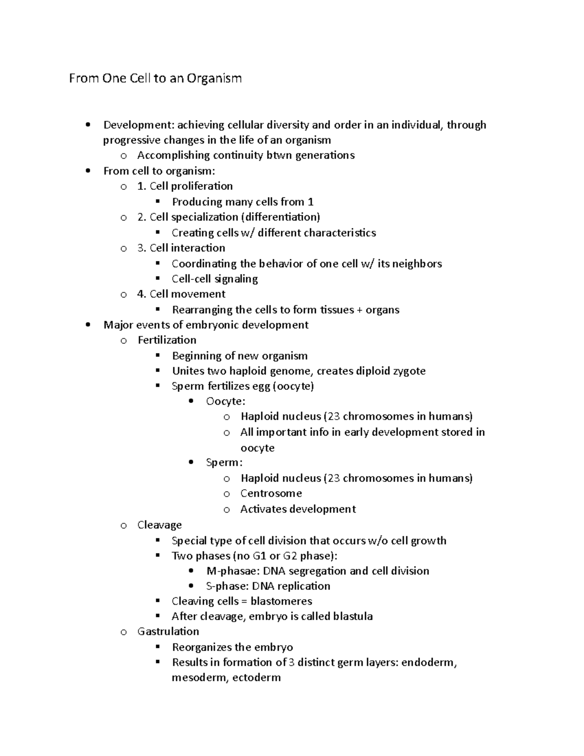 BIOMG 1350 From One Cell to an Organism - From One Cell to an Organism ...