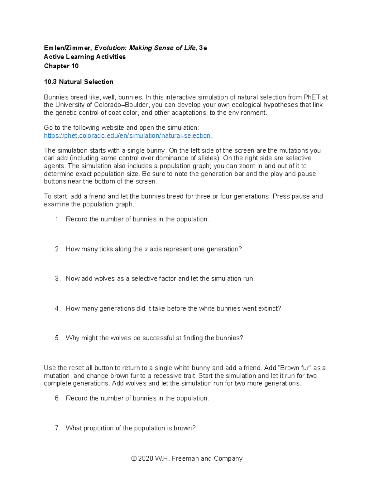 active learning - Emlen/Zimmer, Evolution: Making Sense of Life, 3e ...