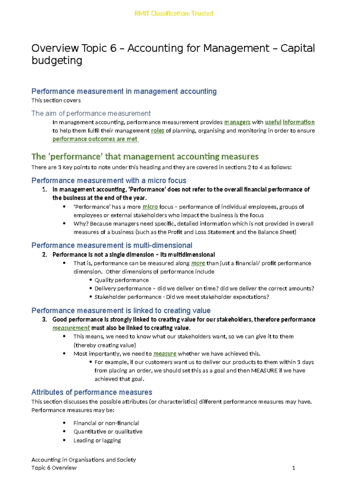 Topic 6 Overview Notes - Nursing - RMIT Classification: Trusted ...