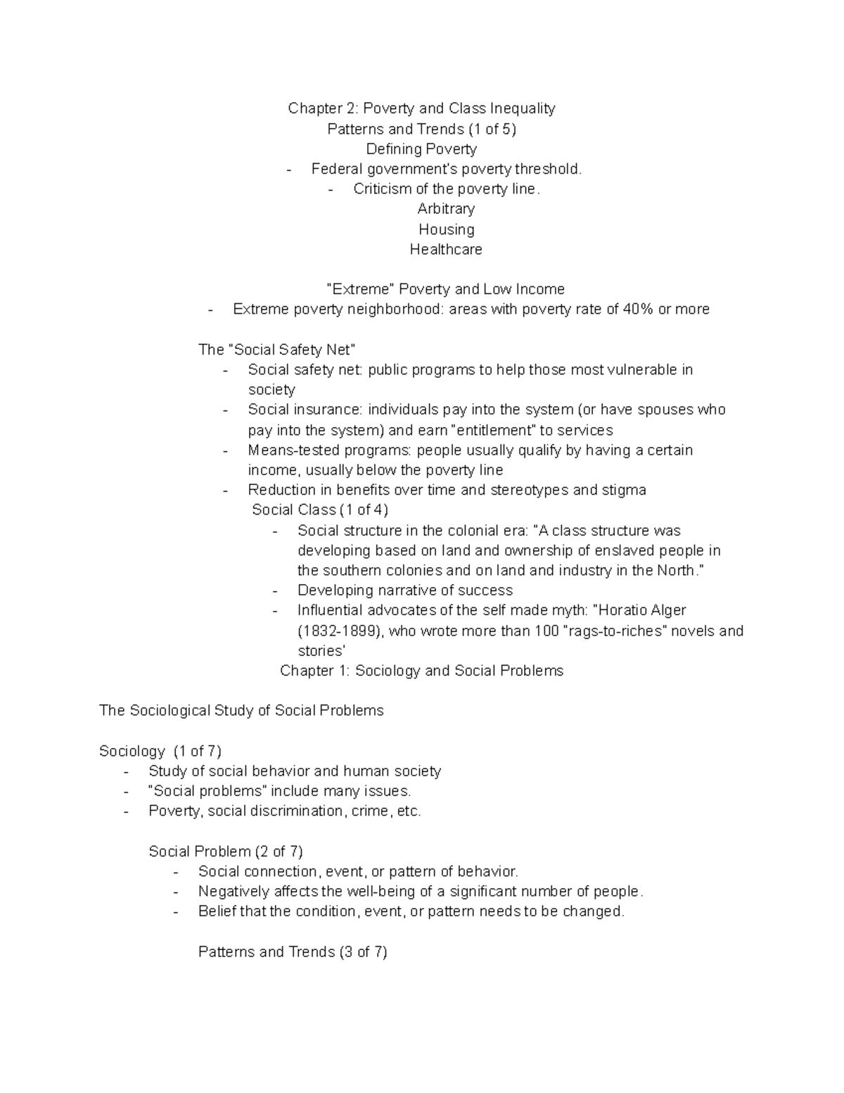 Socpol - Sociology - Chapter 2: Poverty and Class Inequality Patterns ...