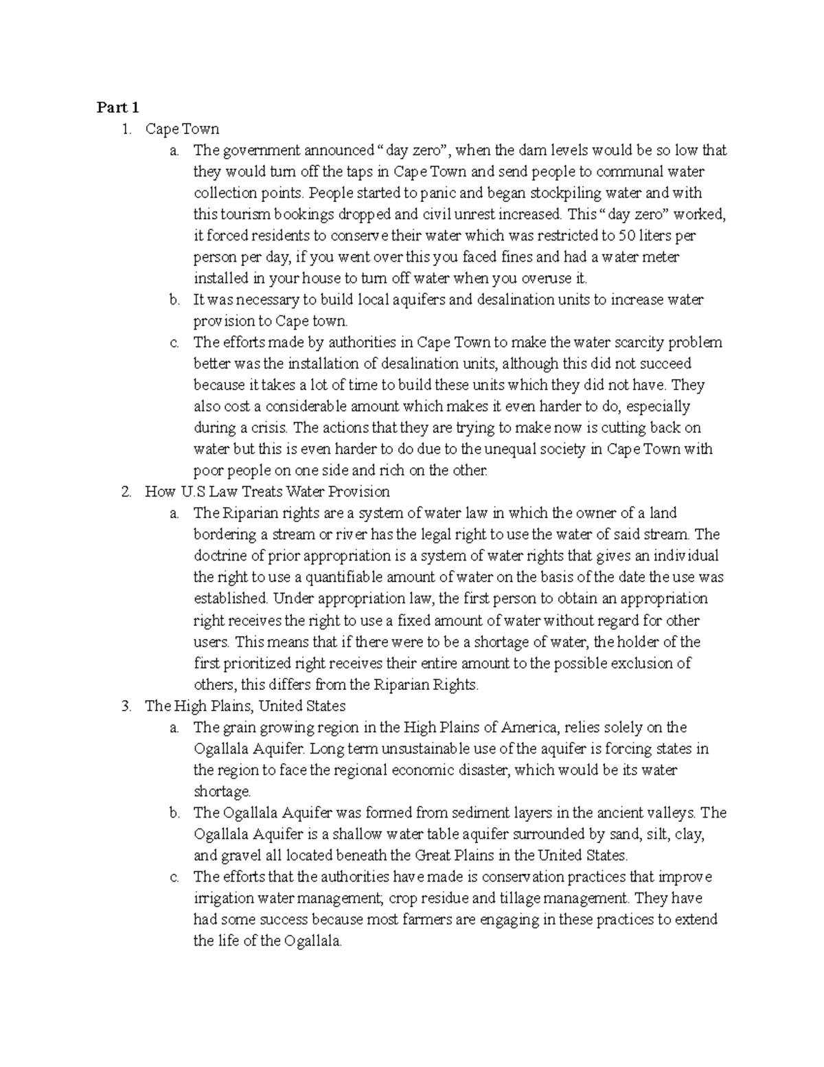 Lab 12 Lab 12 Answers Part 1 1 Cape Town A The Government Announced “day Zero” When The