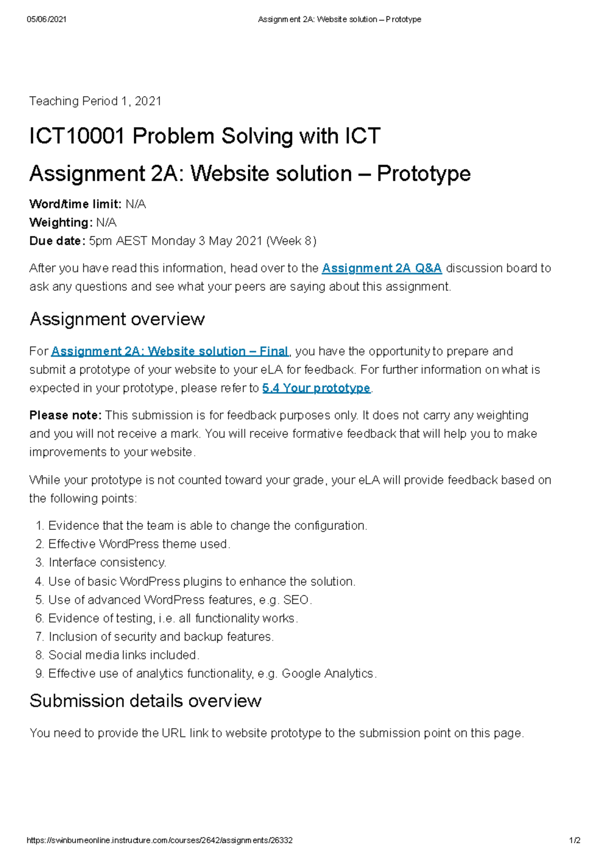 Assignment 2A Website solution – Prototype - Copy 123 - 05/06/2021 ...