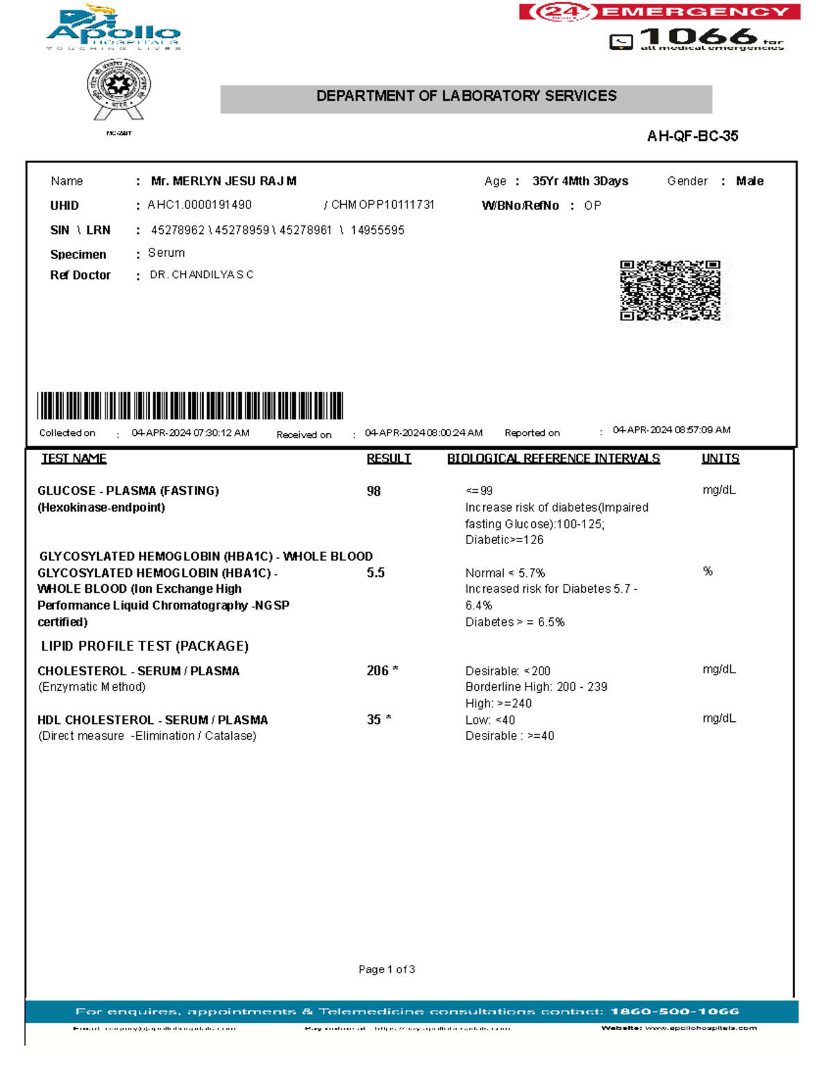 Lab Test 04Apr2024 - MC- DEPARTMENT OF LABORATORY SERVICES AH-QF-BC ...