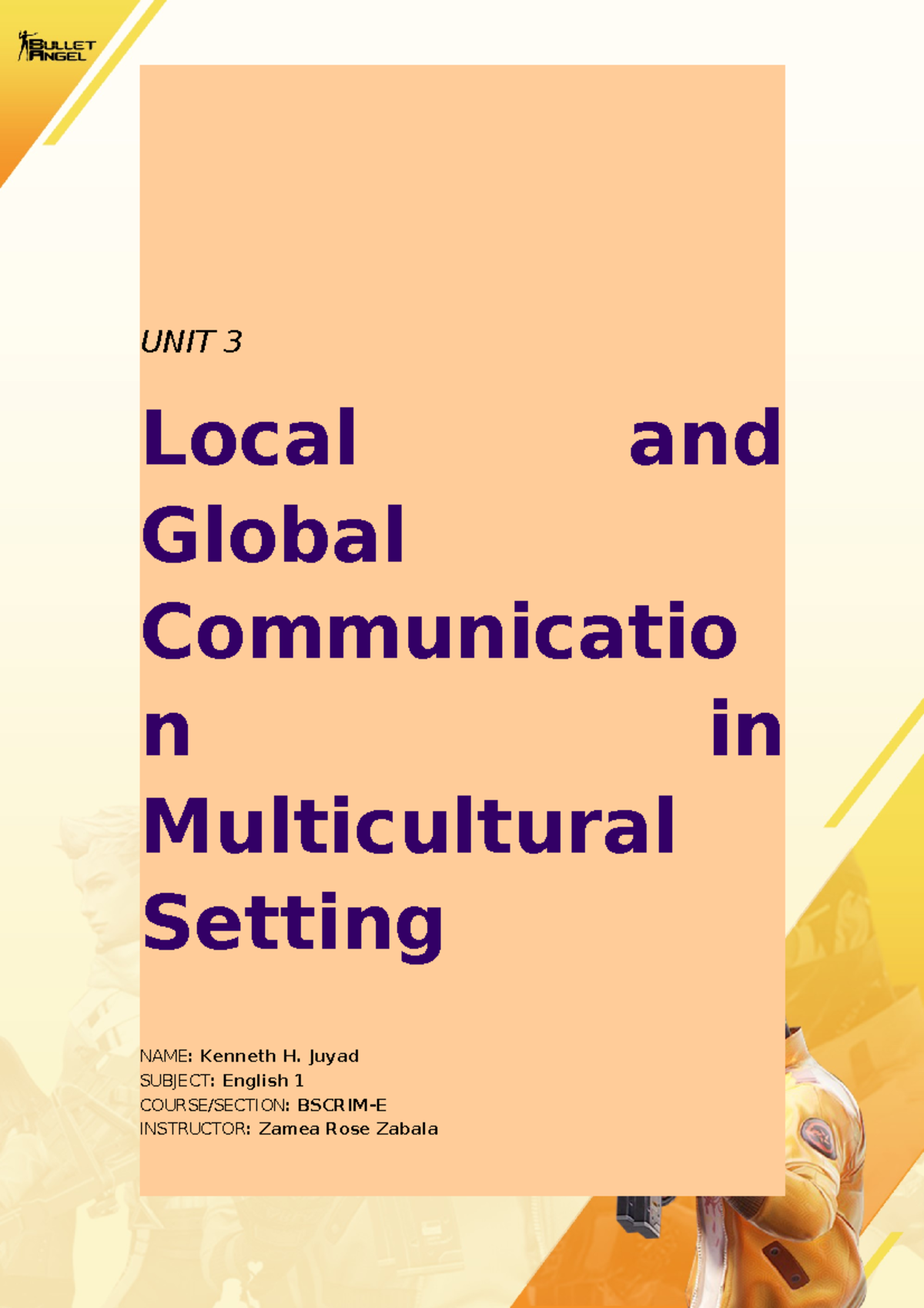 ENG1 Unit 3 - my document is helpful that's all. - UNIT 3 Local and ...