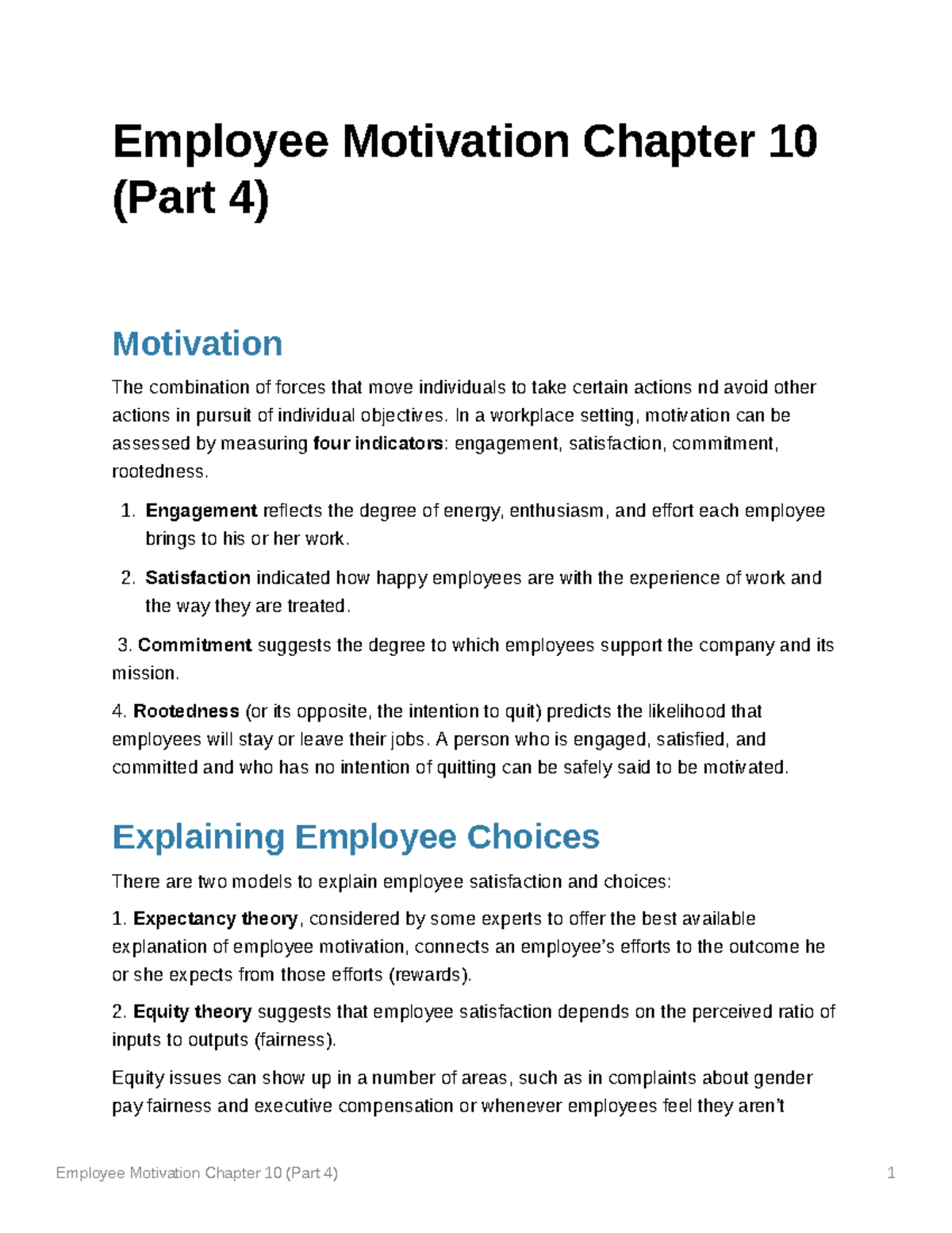 Employee Motivation Chapter 10 (Part 4) - In a workplace setting ...